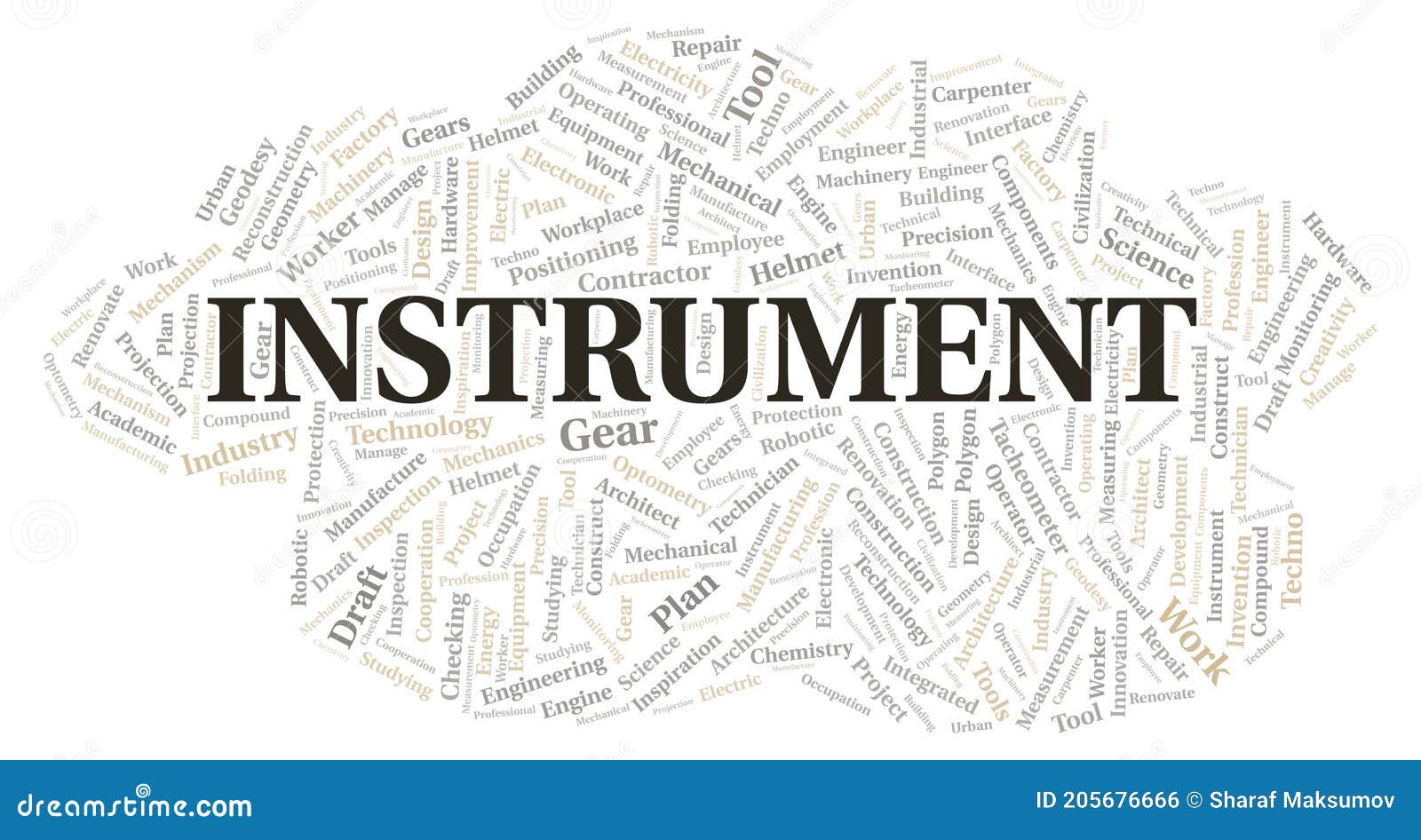 Instrument Typography Word Cloud Create with the Text only Stock ...
