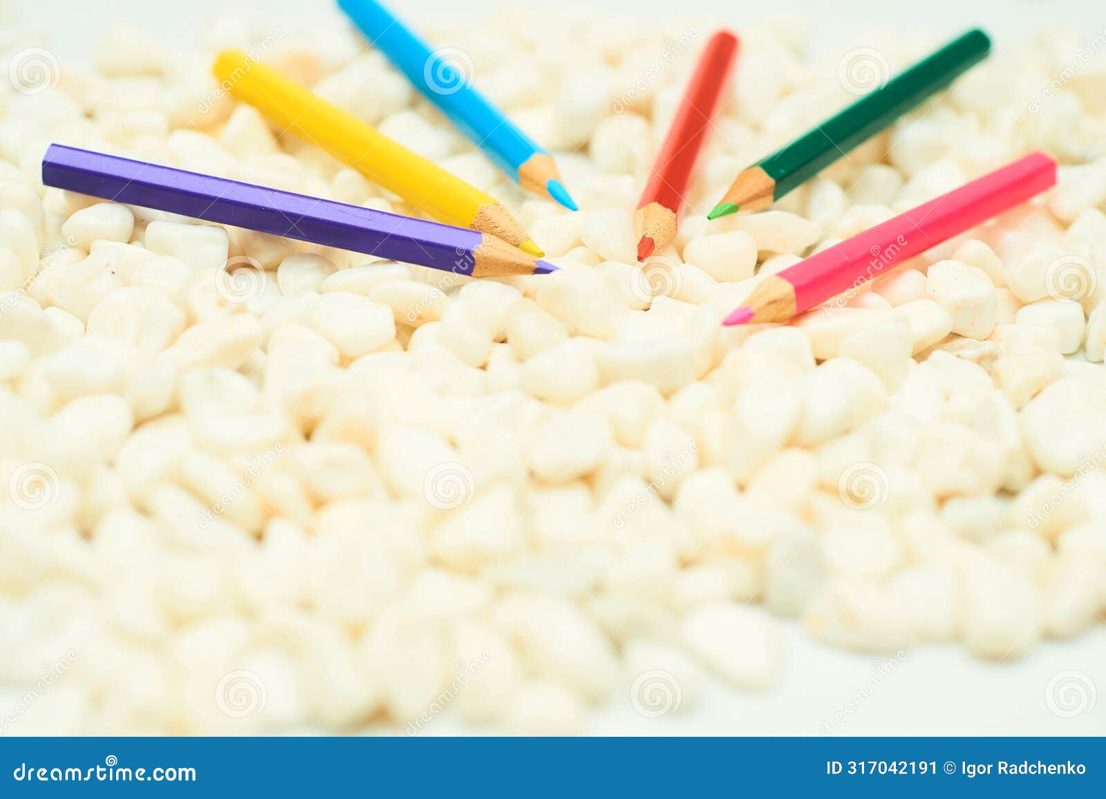 Drawing. Colored Pencils on White Stones, Inspired Stock Image - Image ...