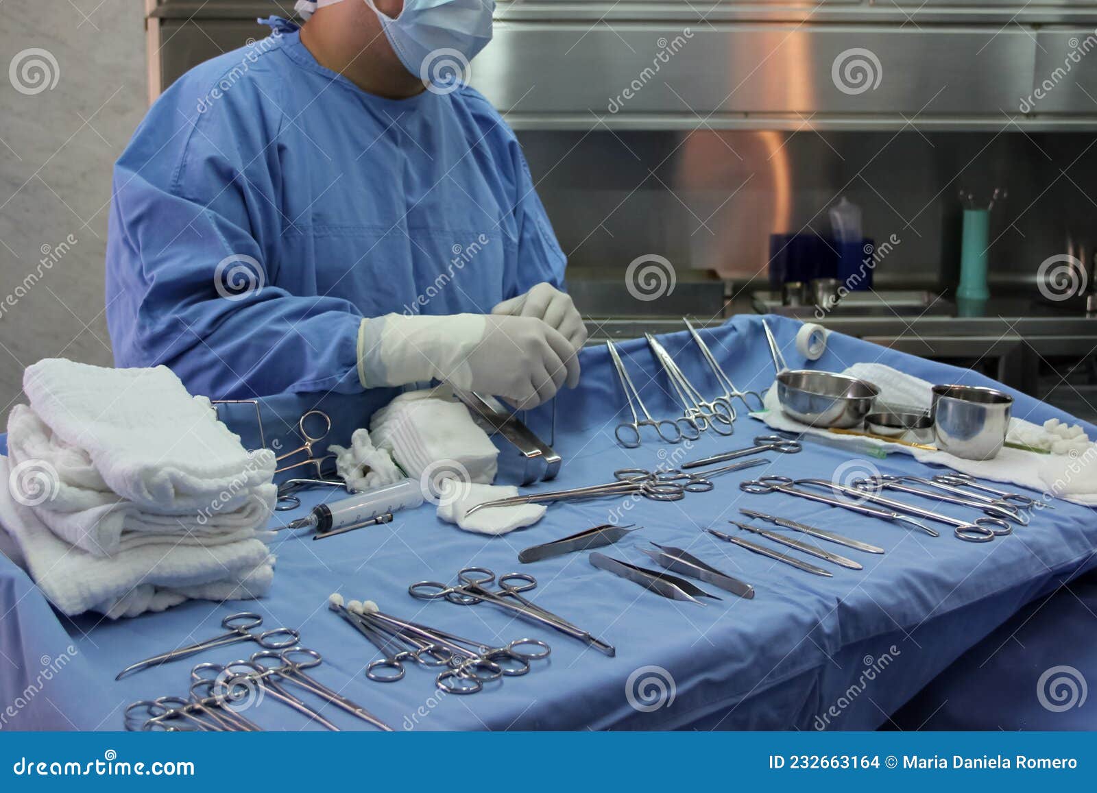 Instrumentalist Nurse Preparing the Medical Instruments for the ...