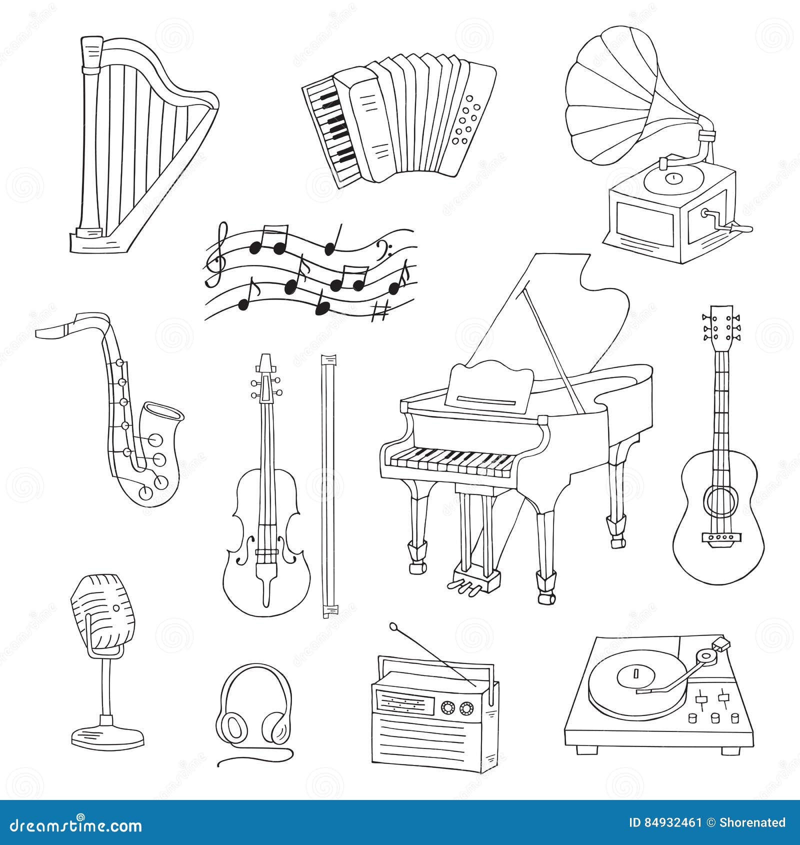 Instrumentos Musicais E Símbolos Ilustração do Vetor - Ilustração de ...