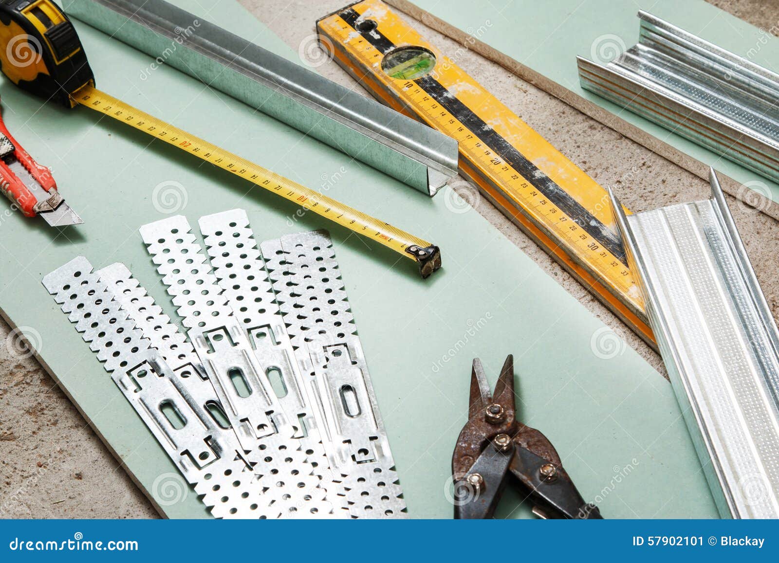 Instruments for Build a Plasterboard Walls Stock Image - Image of craft ...