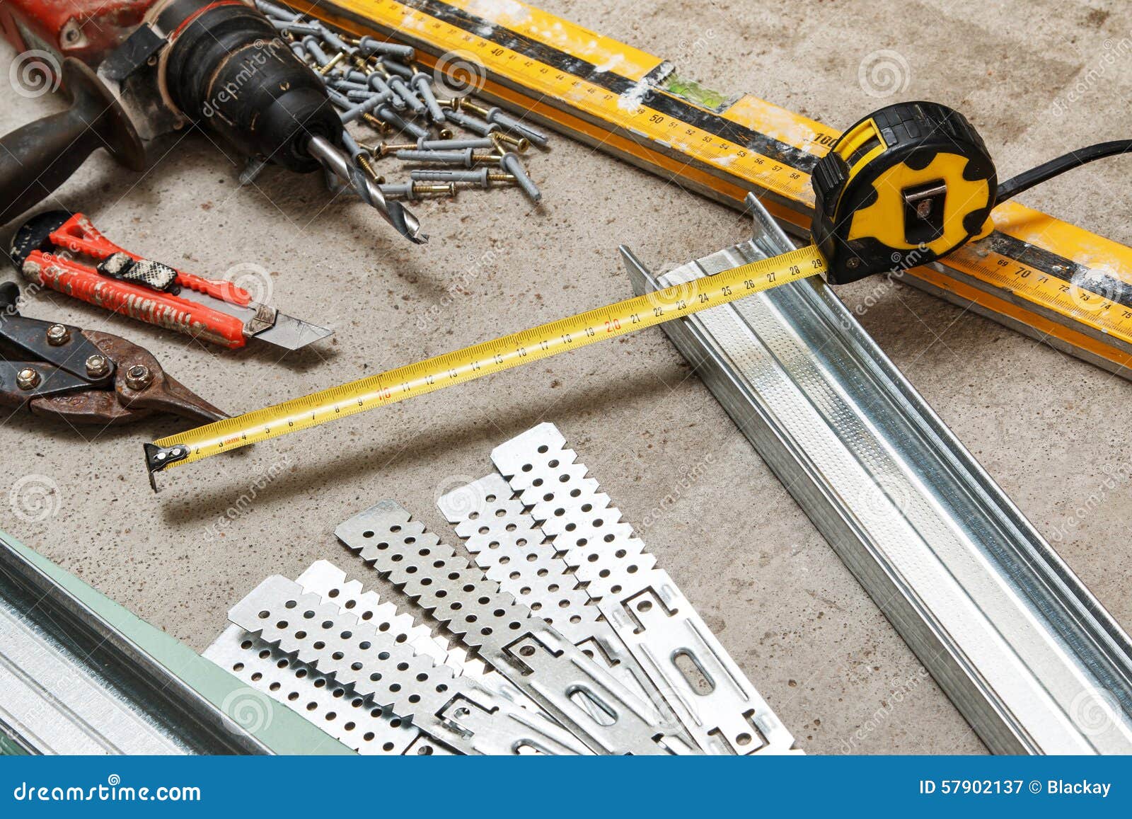 Instruments for Build a Plasterboard Walls Stock Image - Image of ...