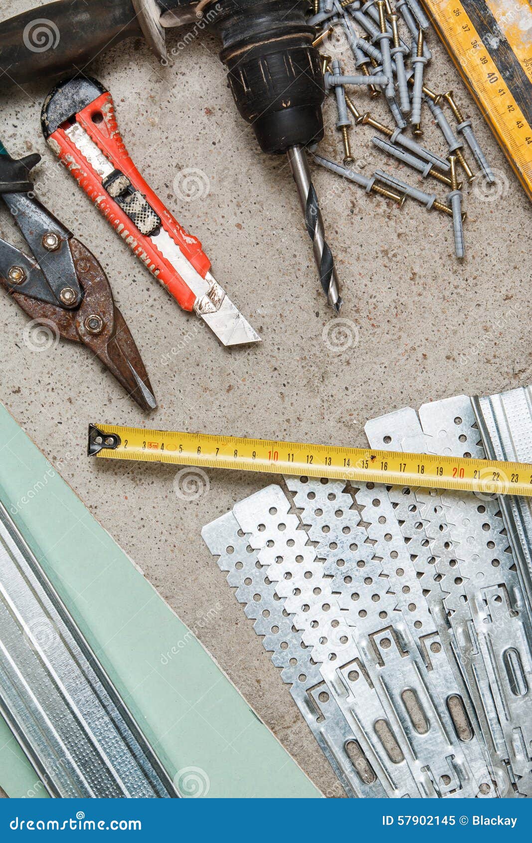 Instruments for Build a Plasterboard Walls Stock Image - Image of board ...