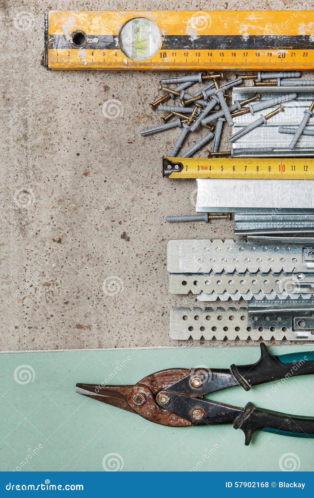 Instruments for Build a Plasterboard Walls Stock Photo - Image of ...