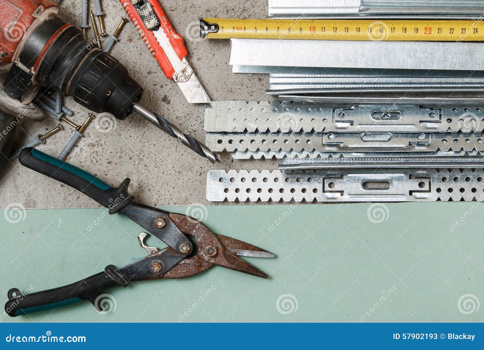 Instruments for Build a Plasterboard Walls Stock Image - Image of ...