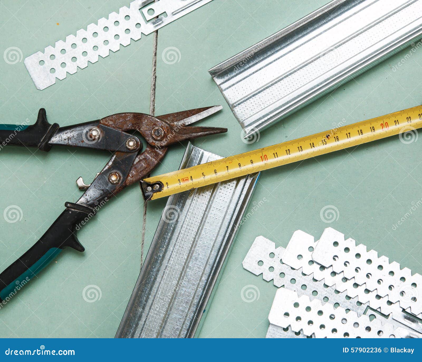 Instruments for Build a Plasterboard Walls Stock Photo - Image of frame ...