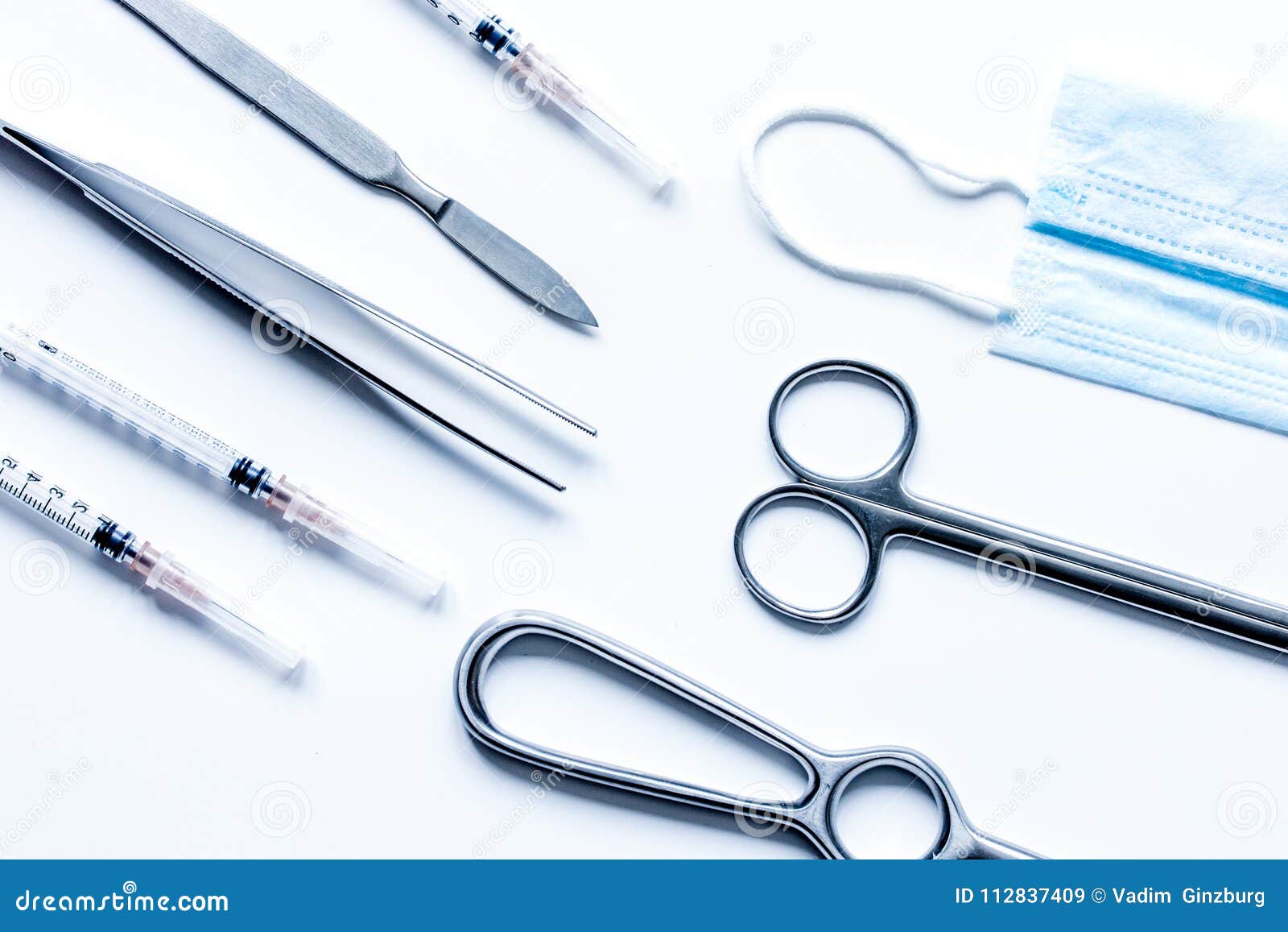 Instruments for Cosmetic Surgery on White Background Top View Stock ...