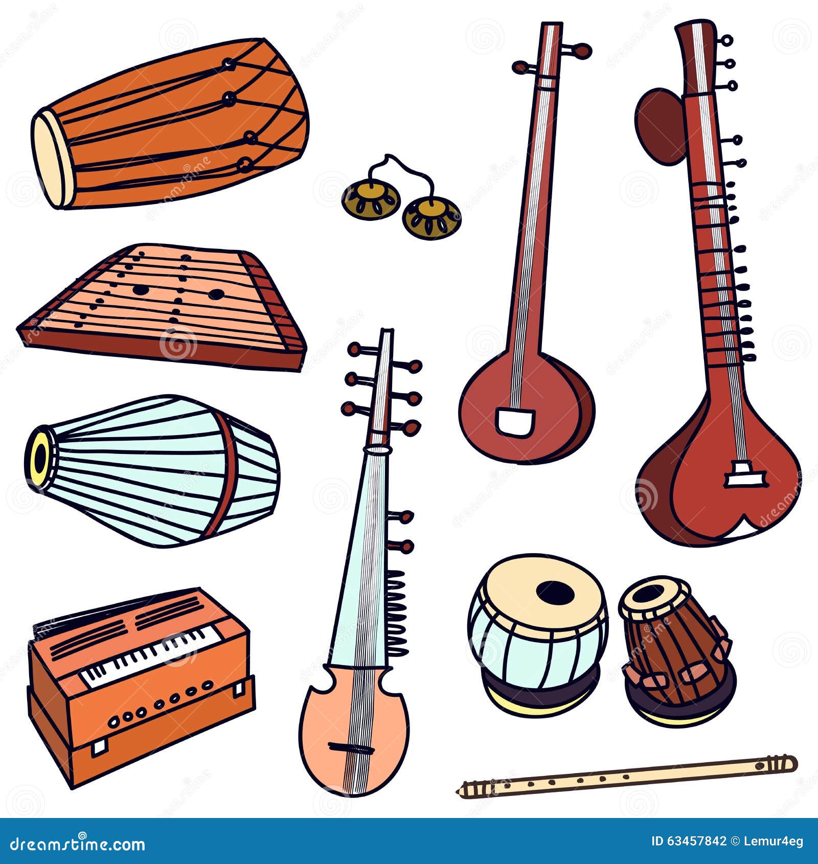 Instruments D'Indien De Vecteur Illustration de Vecteur - Illustration ...