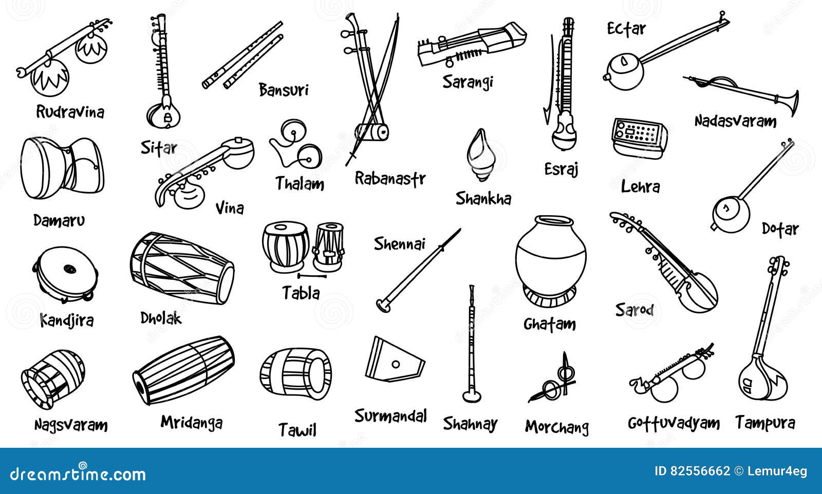 Instruments D'Indien De Vecteur Illustration de Vecteur - Illustration ...