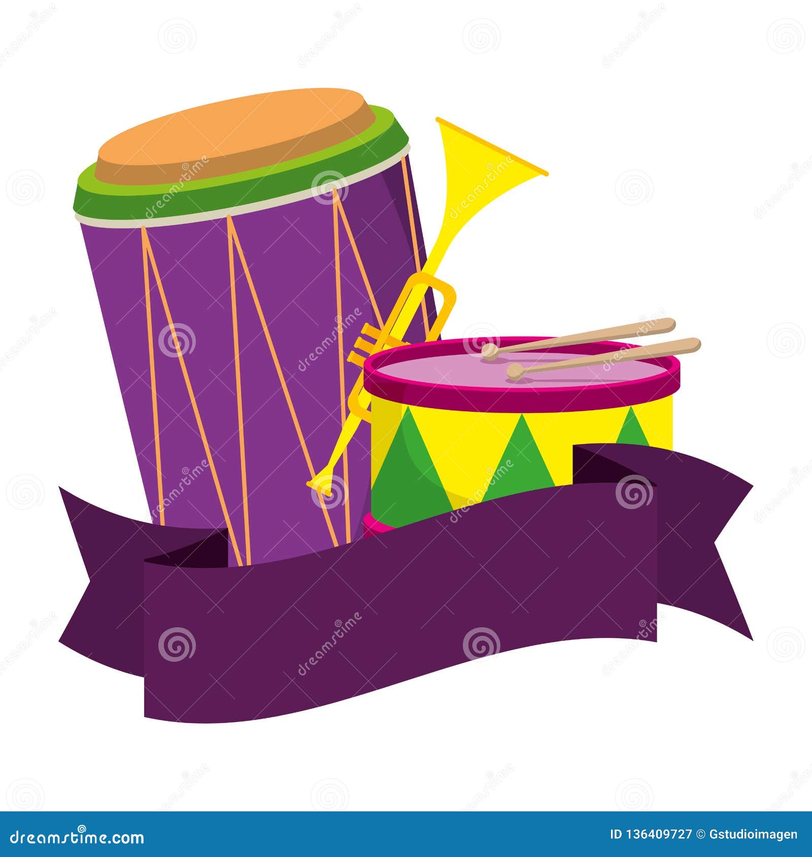 Instruments De Carnaval Avec Le Ruban Illustration de Vecteur ...