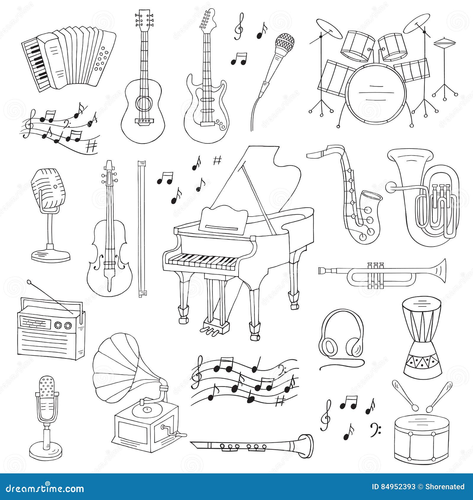 Instruments De Musique Et Symboles Illustration de Vecteur ...