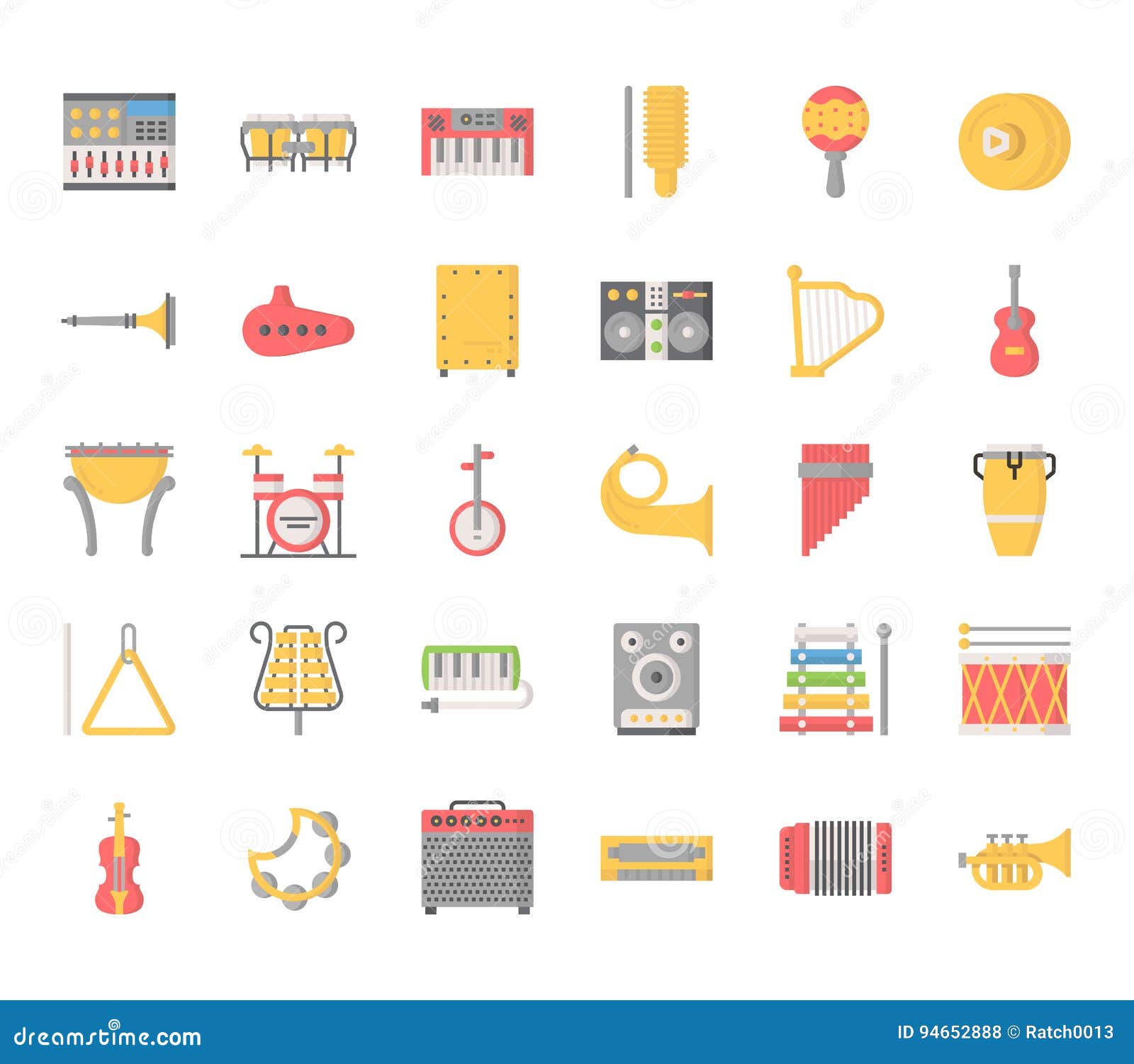 Instruments De Musique, Icônes Parfaites De Pixel Illustration Stock ...