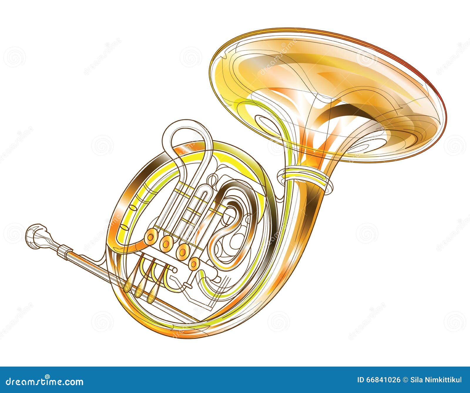 Instruments En Laiton D'or De Klaxon Illustration de Vecteur ...