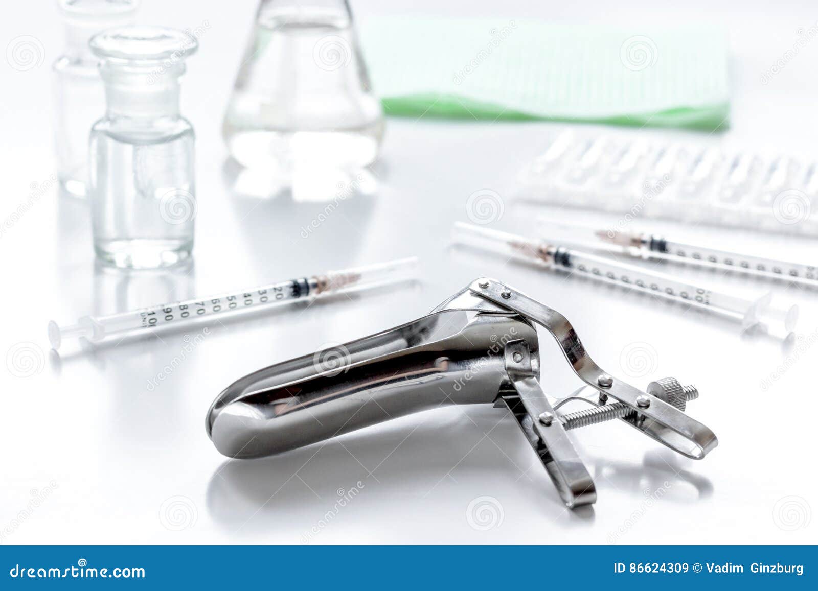 Instruments of Gynecologist on White Background Stock Image - Image of ...