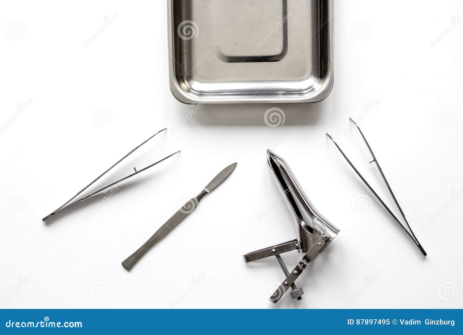 Instruments of Gynecologist on White Background Top View Stock Image ...