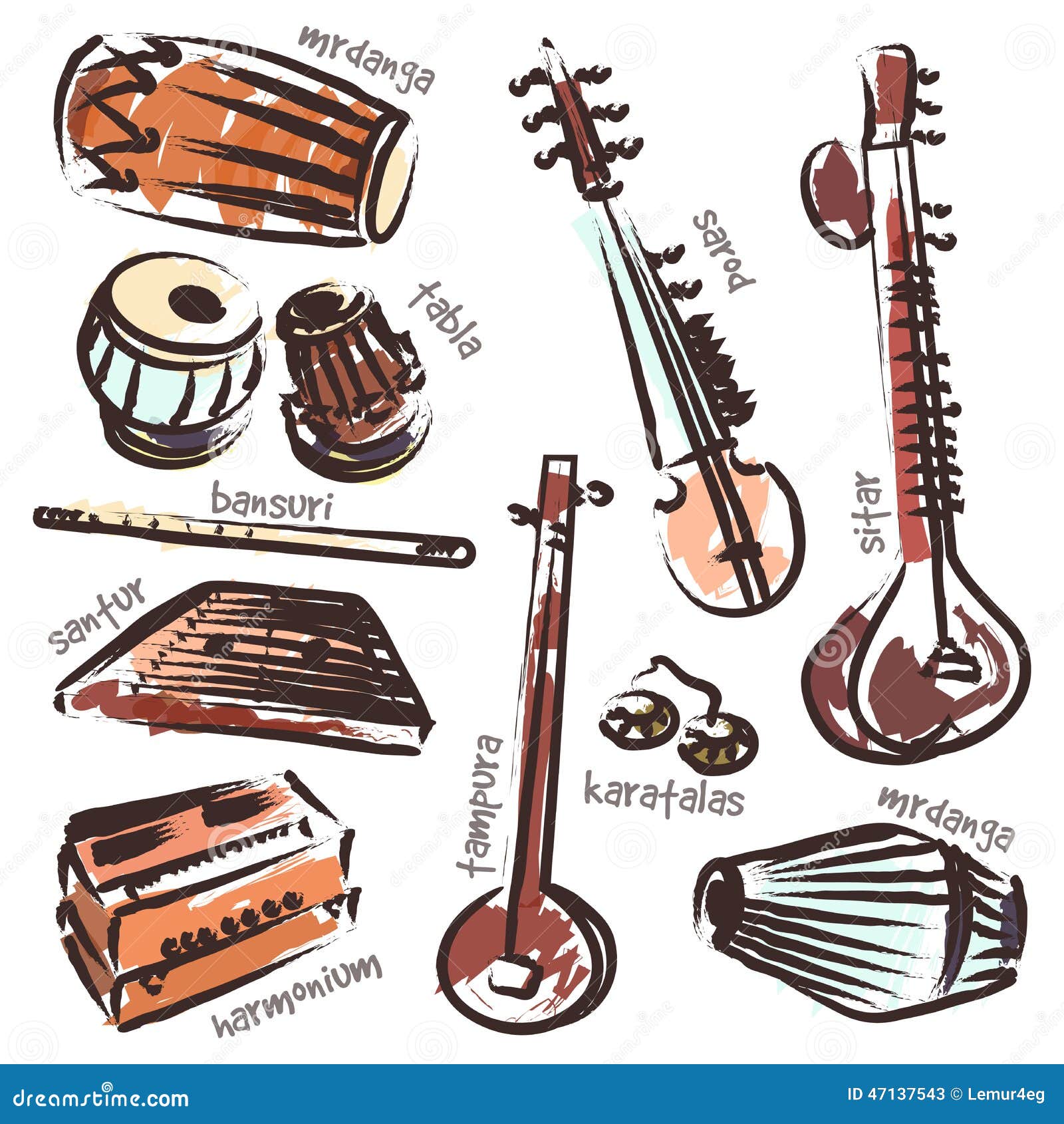 Instruments indiens illustration de vecteur. Illustration du sitar ...