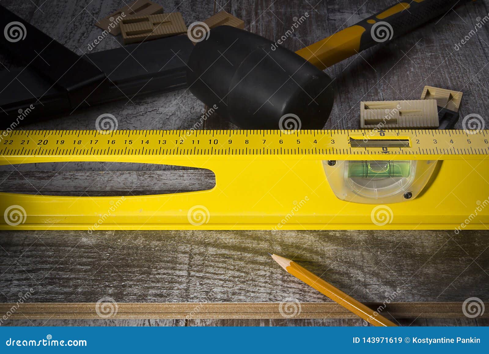 Instruments for Installing Laminate Floor Stock Image - Image of level ...
