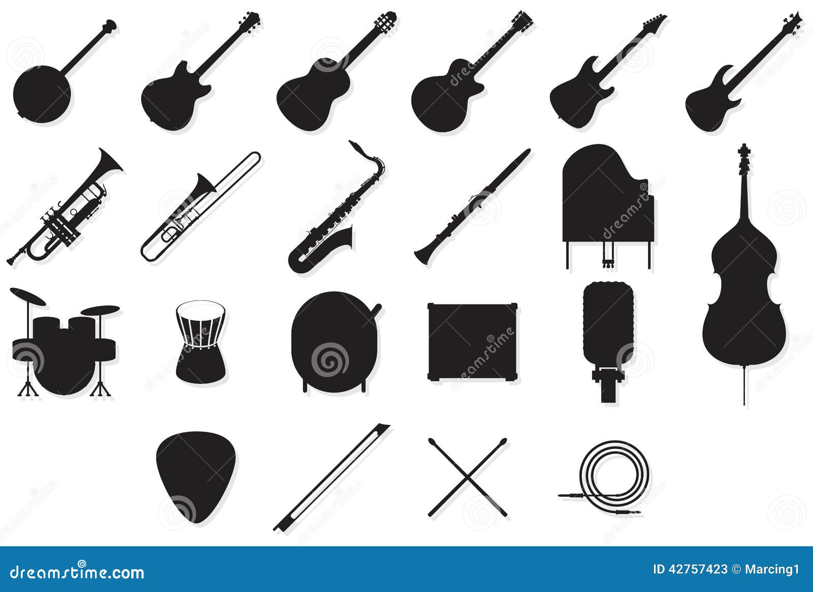 Instruments outlines set stock vector. Illustration of acoustic - 42757423