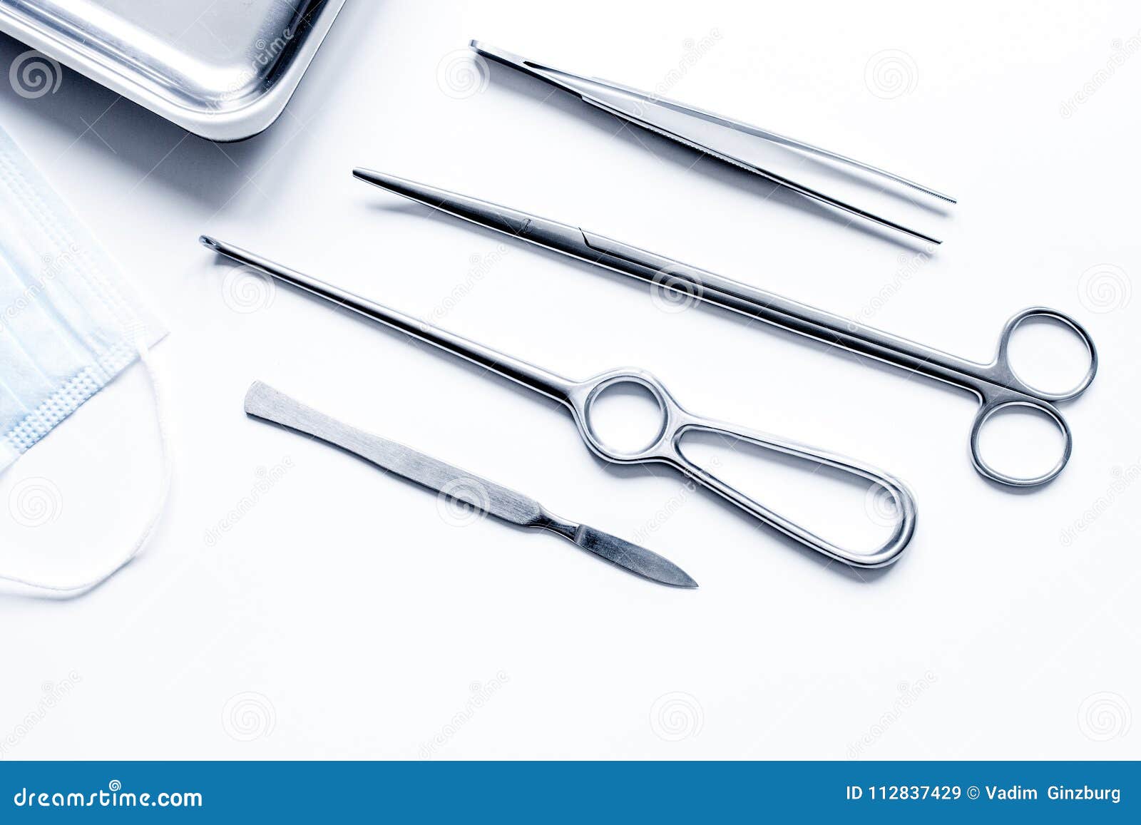 Instruments for Plastic Surgery on White Background Top View Stock ...