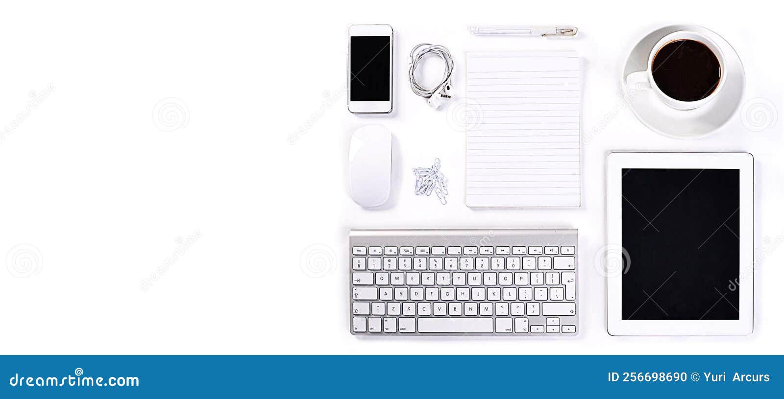 Instruments of Productivity. Tabletop Studio Shot of a Variety of Work ...