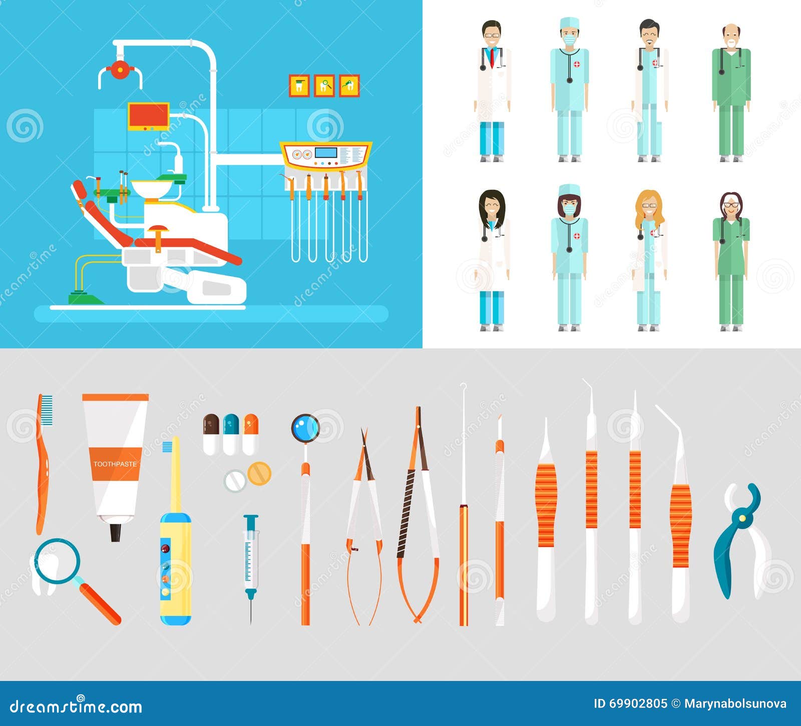 Instruments Réglés De Dentistes De Bureau Dentaire Illustration de ...