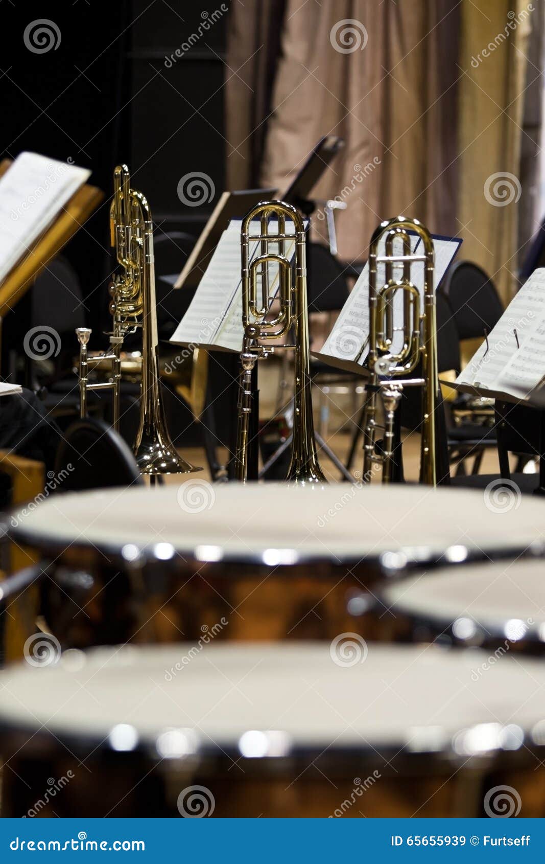Instruments Symphony Orchestra Onstage Stock Image - Image of activity ...