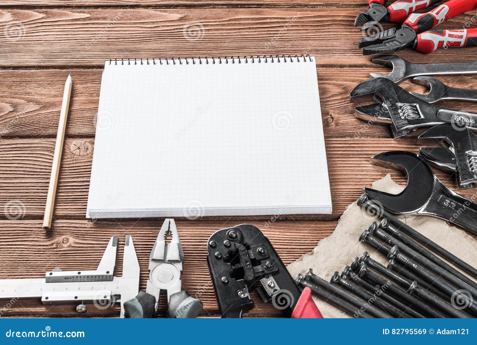 Instruments on Wooden Table Stock Image - Image of deck, pliers: 82795569