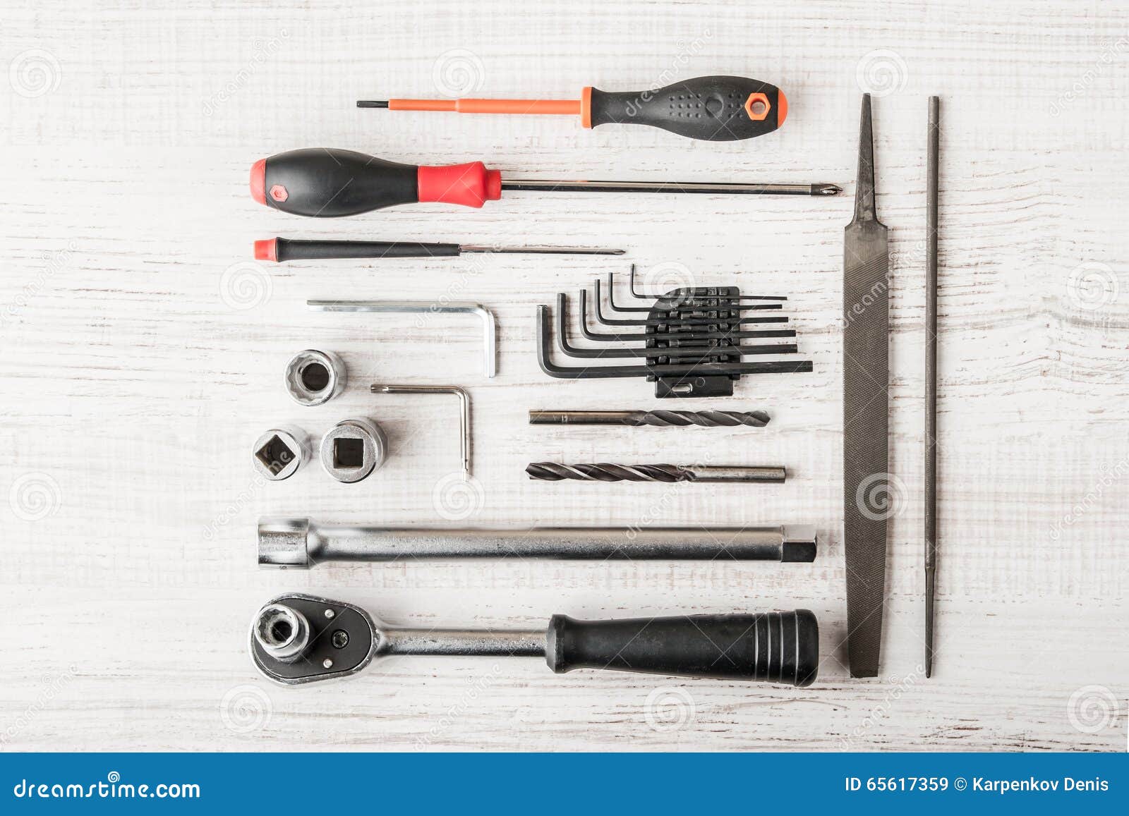 Instruments Working on a Wooden Table Stock Image - Image of style ...