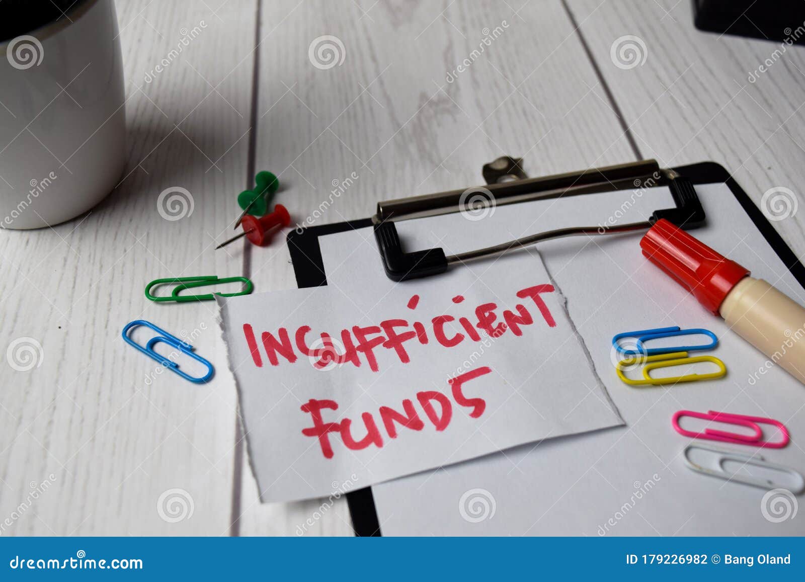 Insufficient Funds Write on Sticky Notes Isolated on Office Desk Stock ...