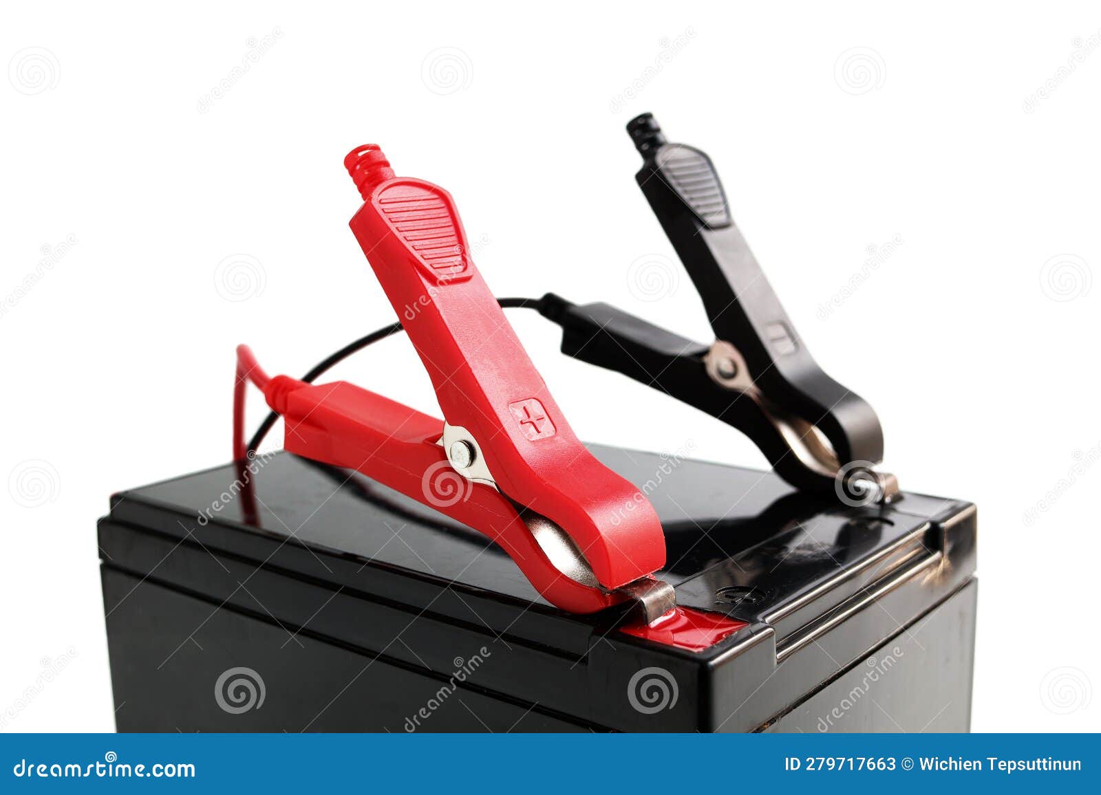 Insulated Charging Clip on the Terminal of Battery Stock Image - Image ...