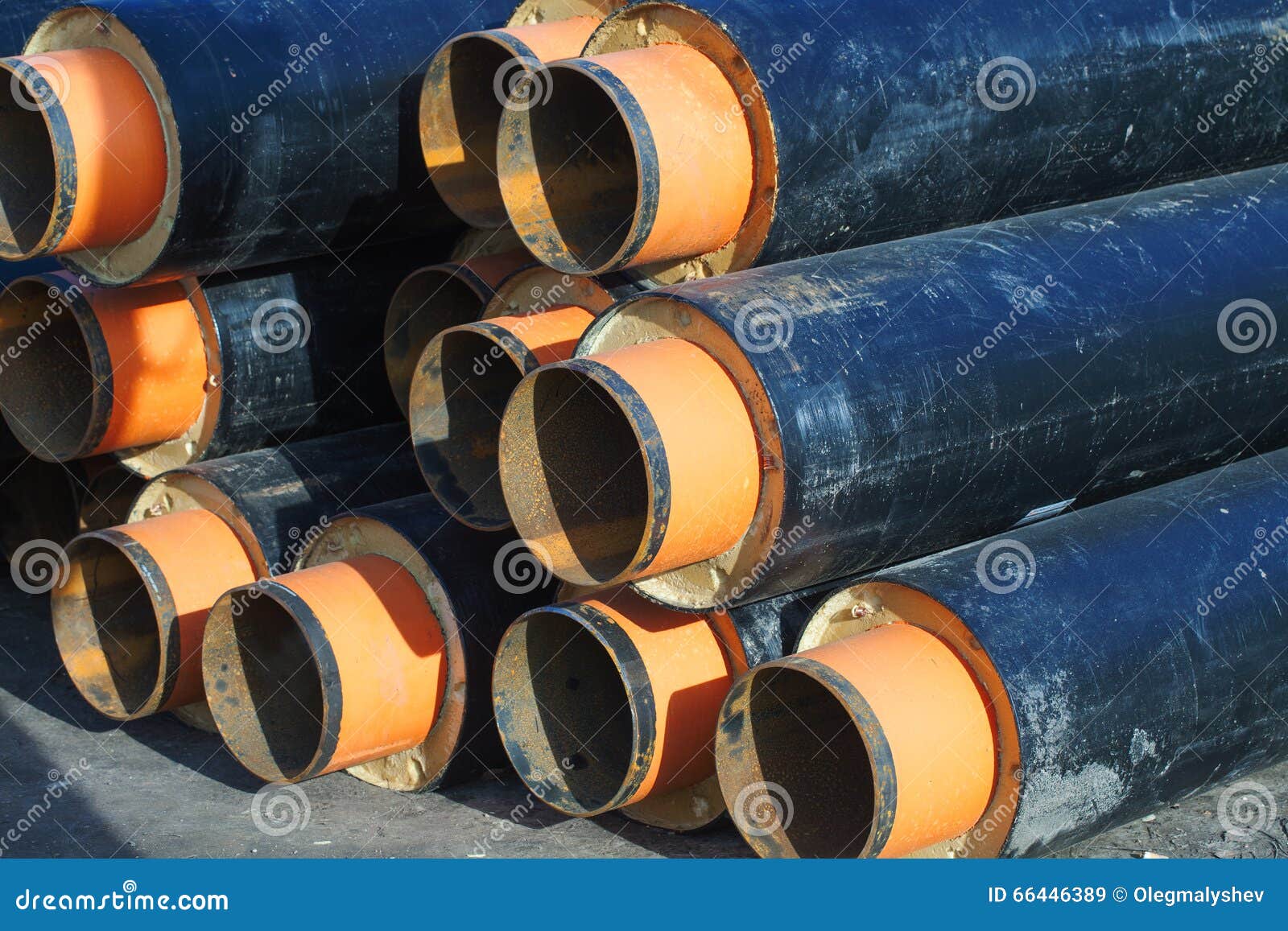 Insulated Metal Plumbing Pipes Construction Site Stock Image - Image of ...