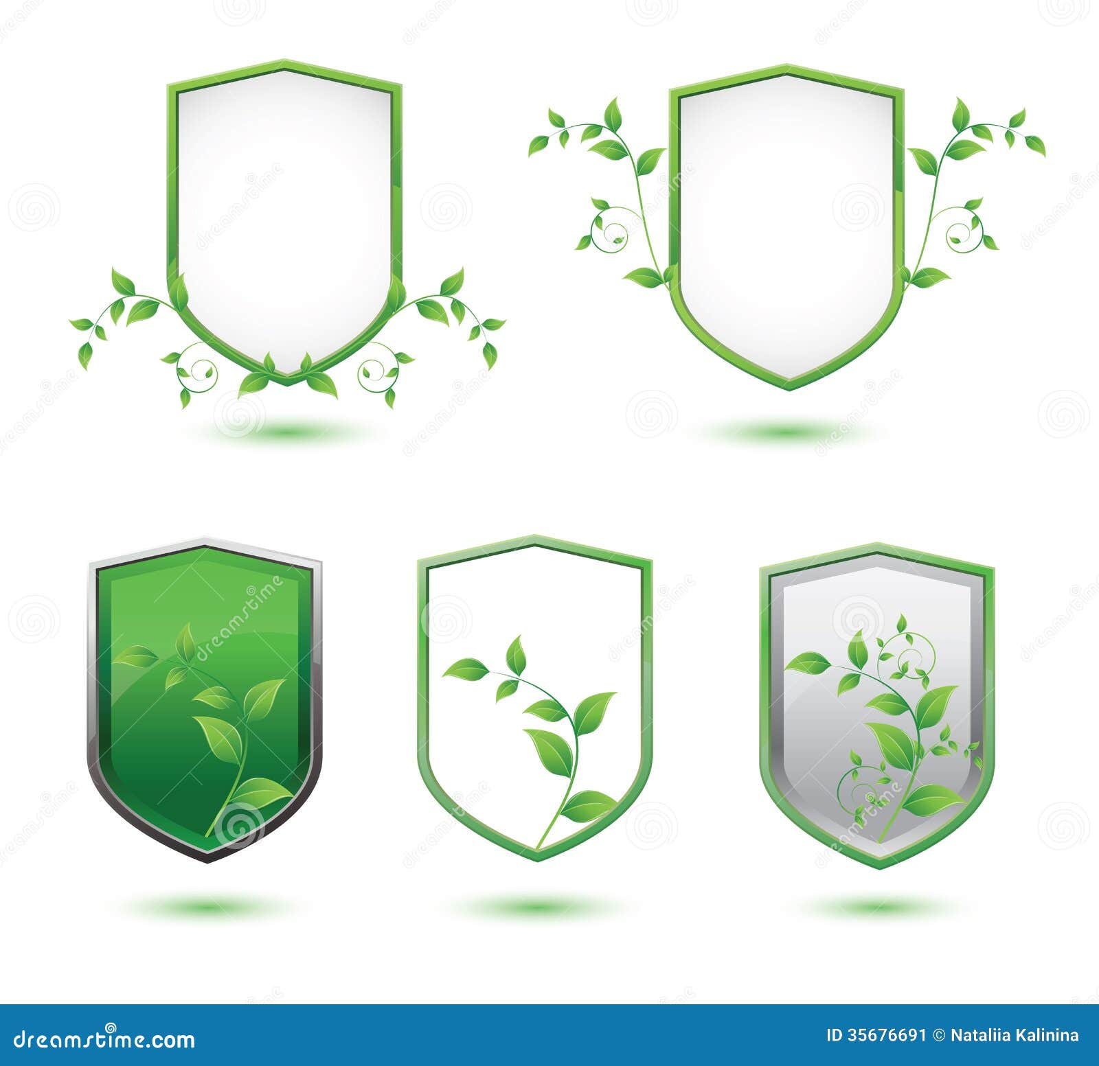 Insulated Shield Banner with Green Leaves on a Stock Vector ...