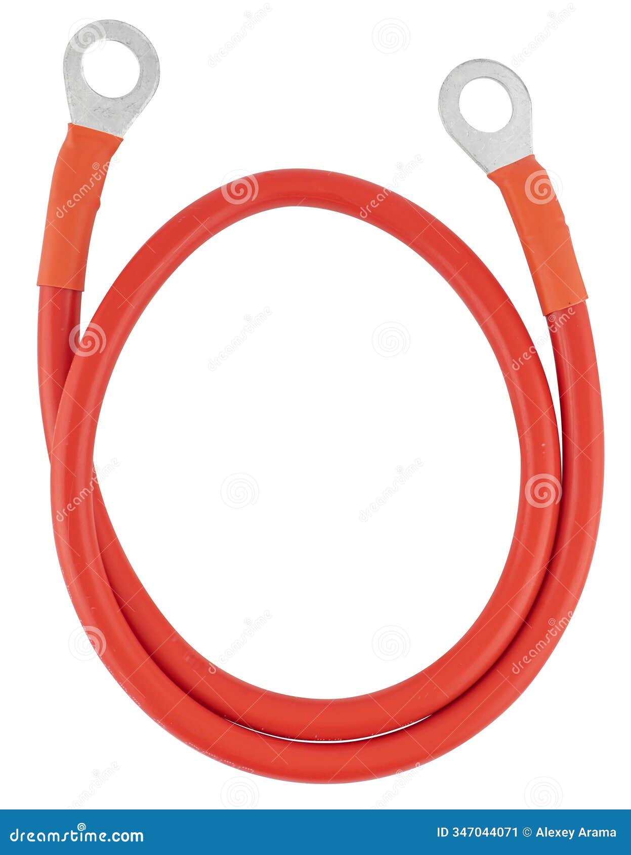 Insulated Wire on Ends with Terminals, for Battery on White Background ...