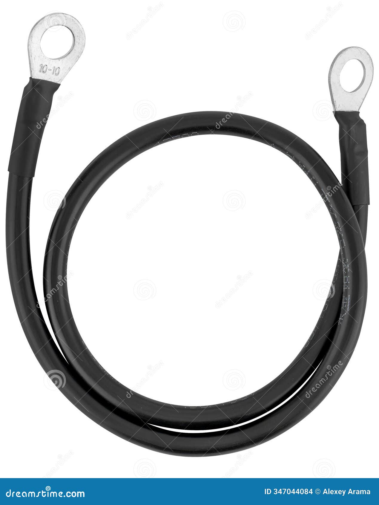 Insulated Wire on Ends with Terminals, for Battery on White Background ...