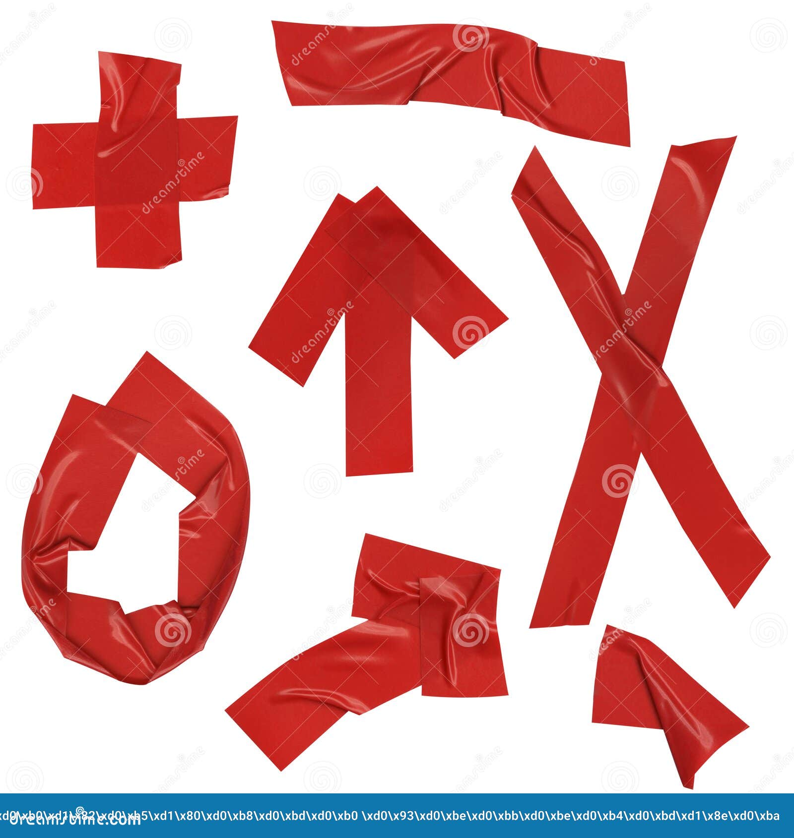 Insulating Adhesive Tape of Various Shapes of Red Color Isolate Stock ...