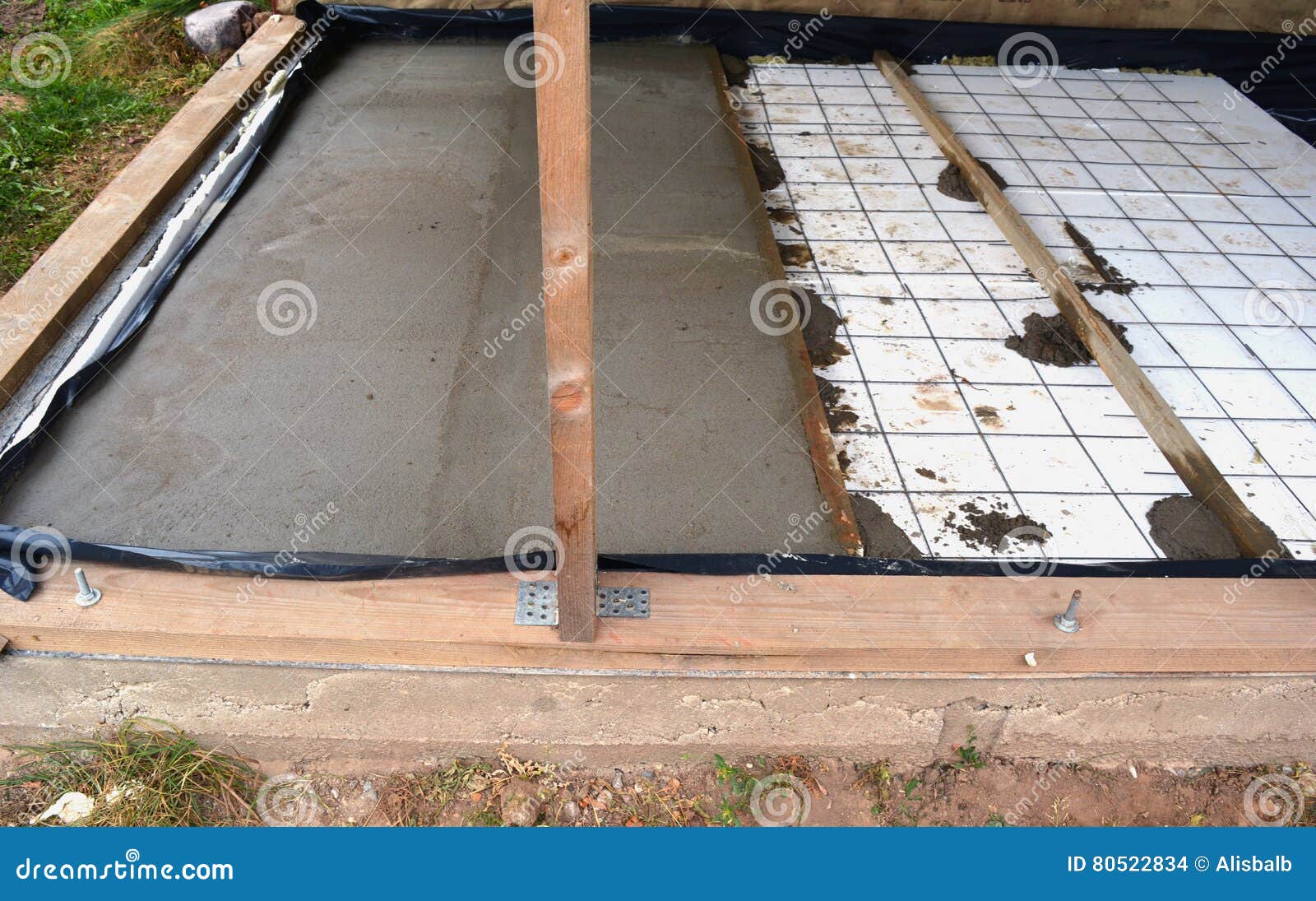 Insulating House Floor with Polystyrene and Concrete Stock Photo ...