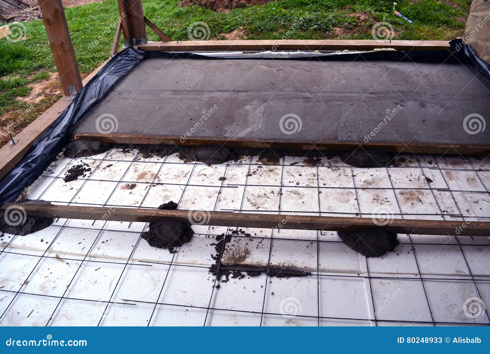 Insulating New House Floor with Polystyrene Stock Image - Image of ...