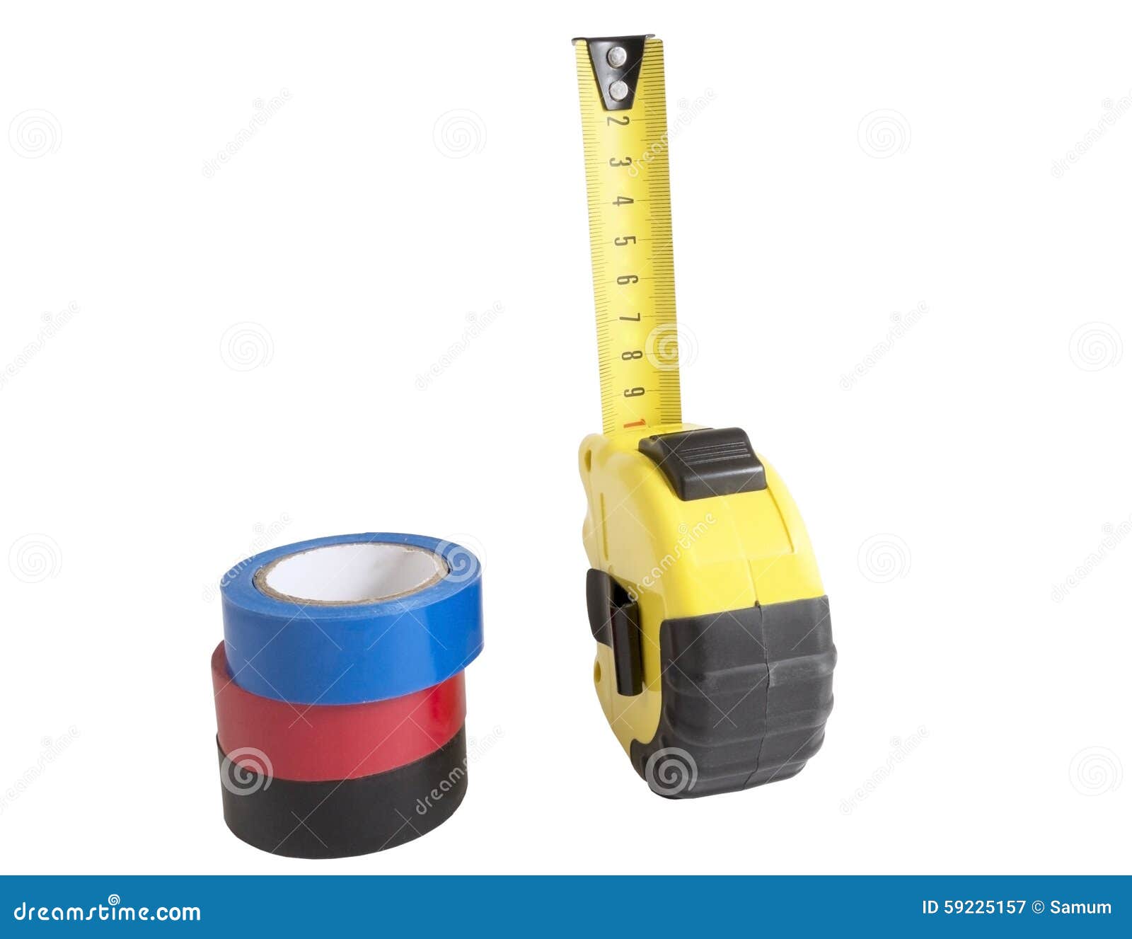 The Insulating Tape and Tape Measure Stock Image - Image of length ...