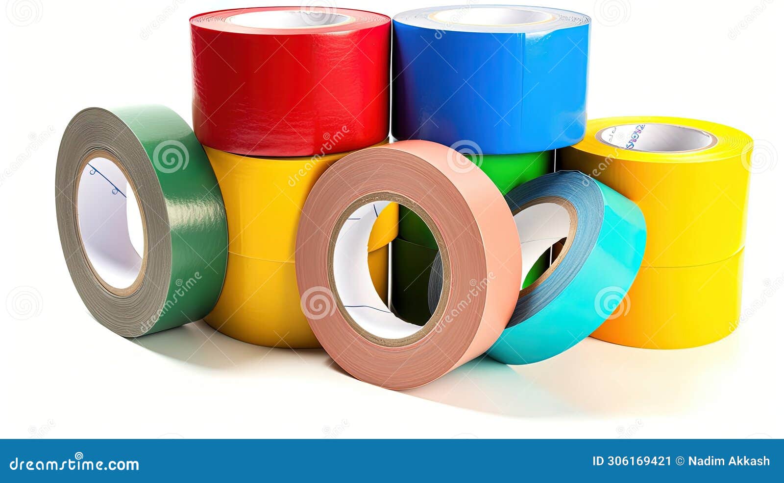 Insulation Adhesive Tape of Different Colors Isolated on White Stock ...