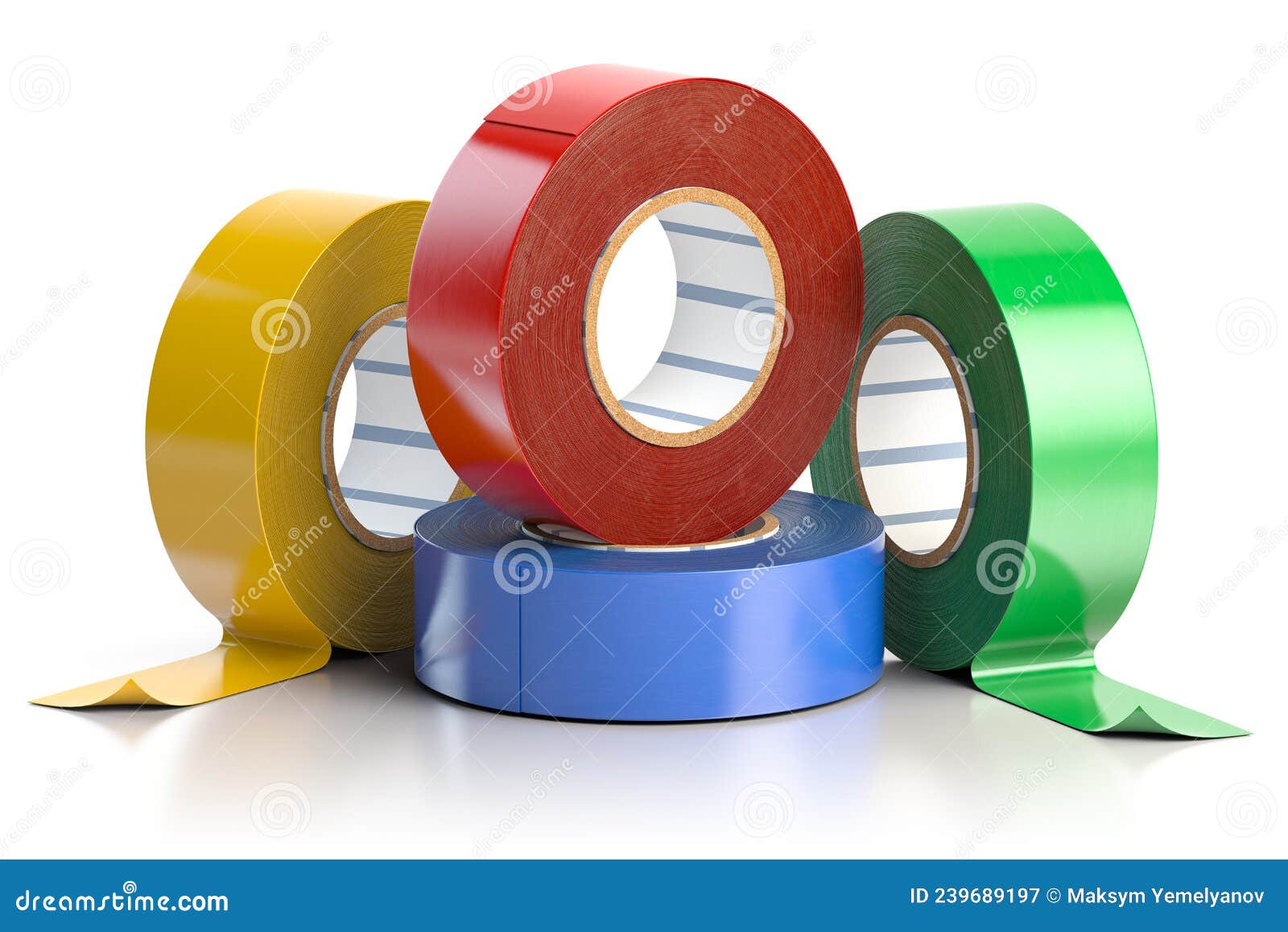 Insulation Adhesive Tape of Different Colors Isolated on White Stock ...