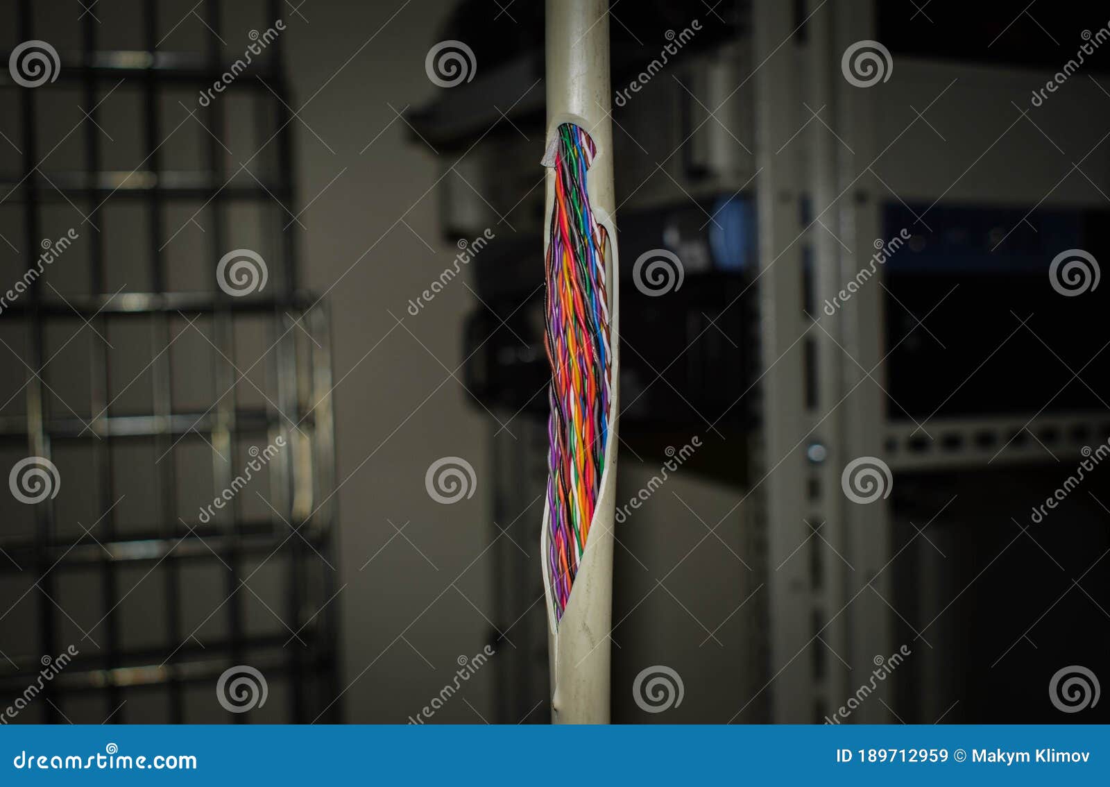The Insulation is Cracked in a Powerful Internet Cable Stock Image ...