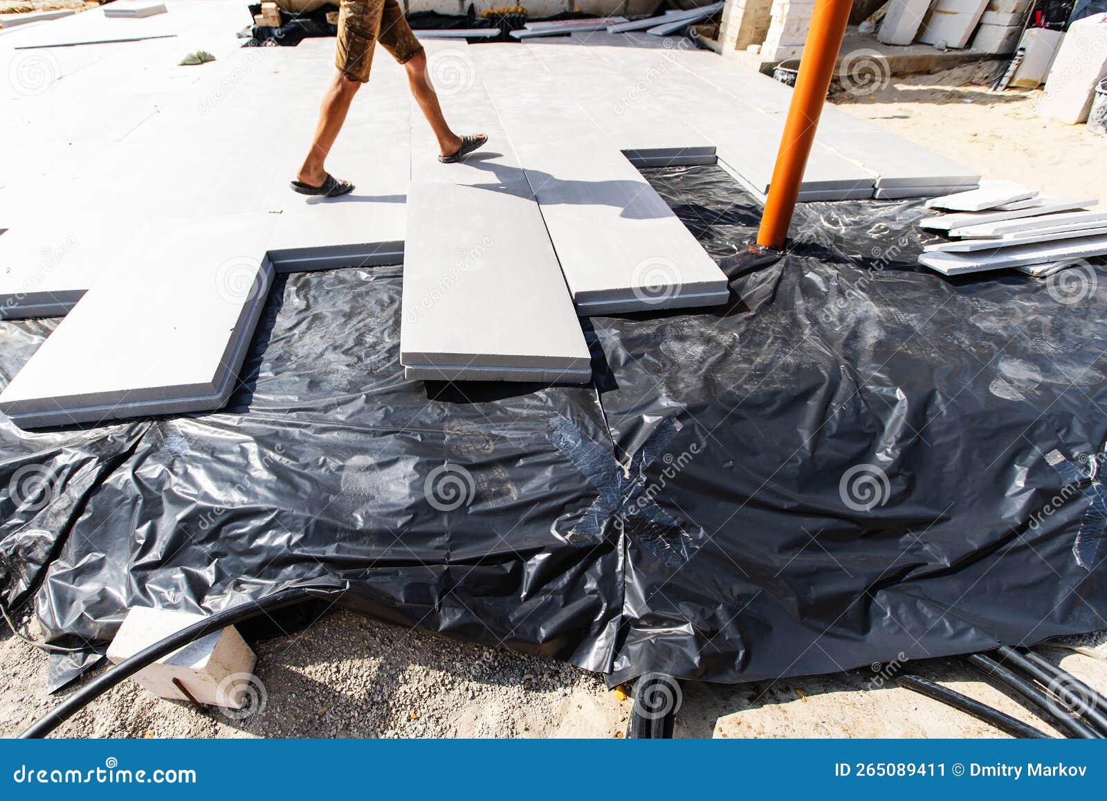 Insulation of the Foundation with Polystyrene Foam Plates. Preparation ...