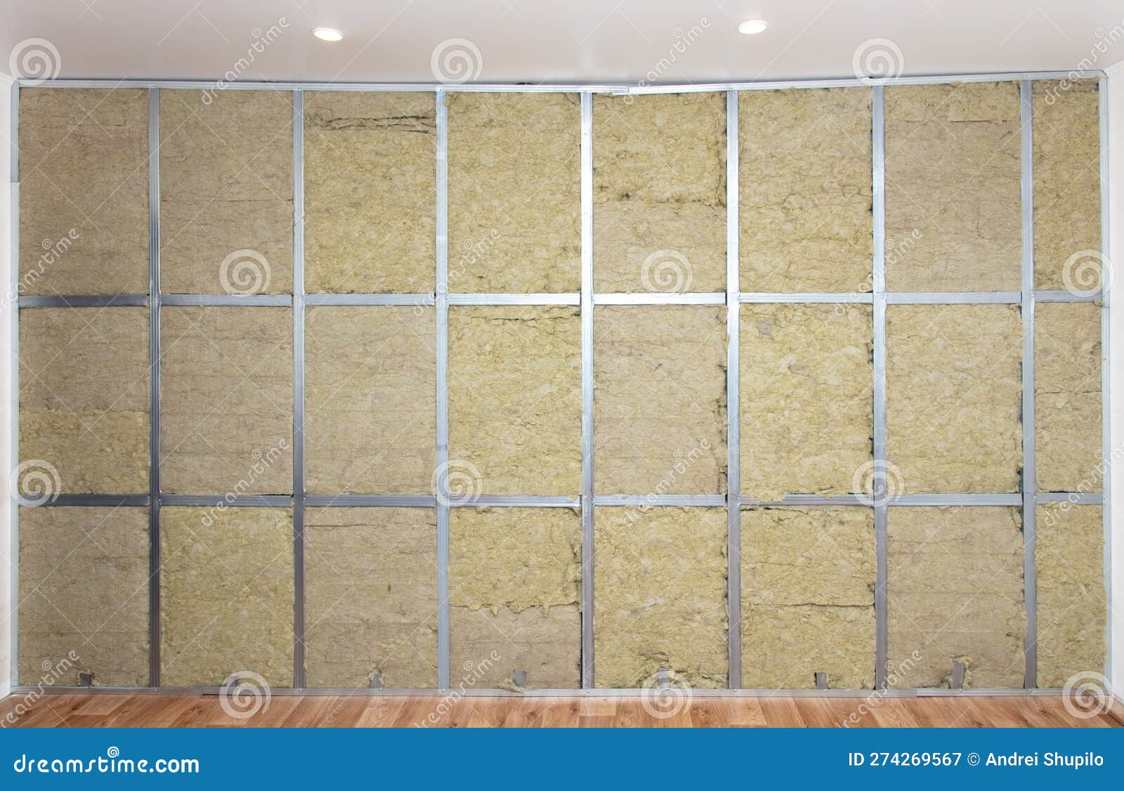 Insulation and Glass Wool in the Wall of the Room Stock Image - Image ...