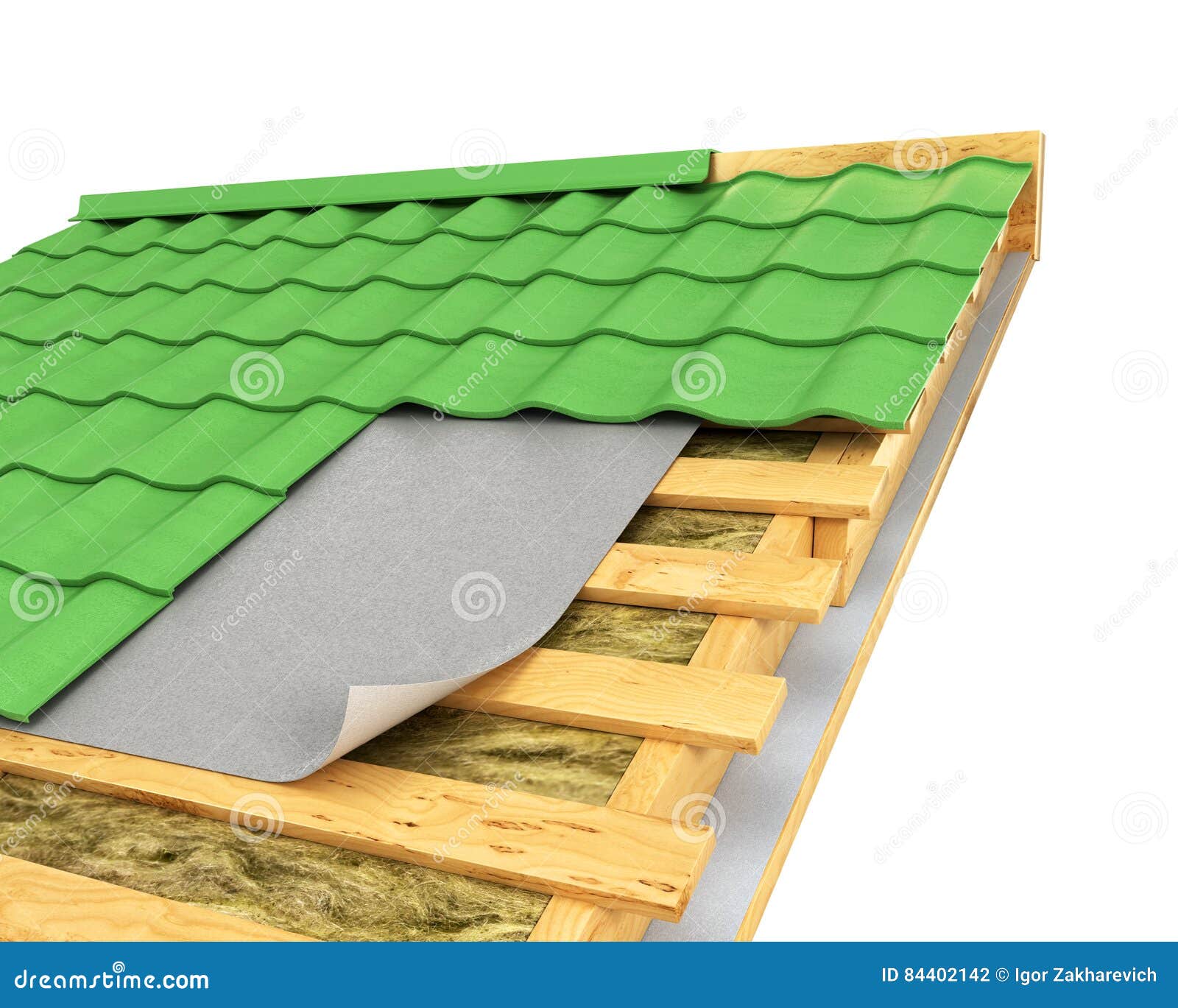 Insulation on the roof. stock illustration. Illustration of plate ...
