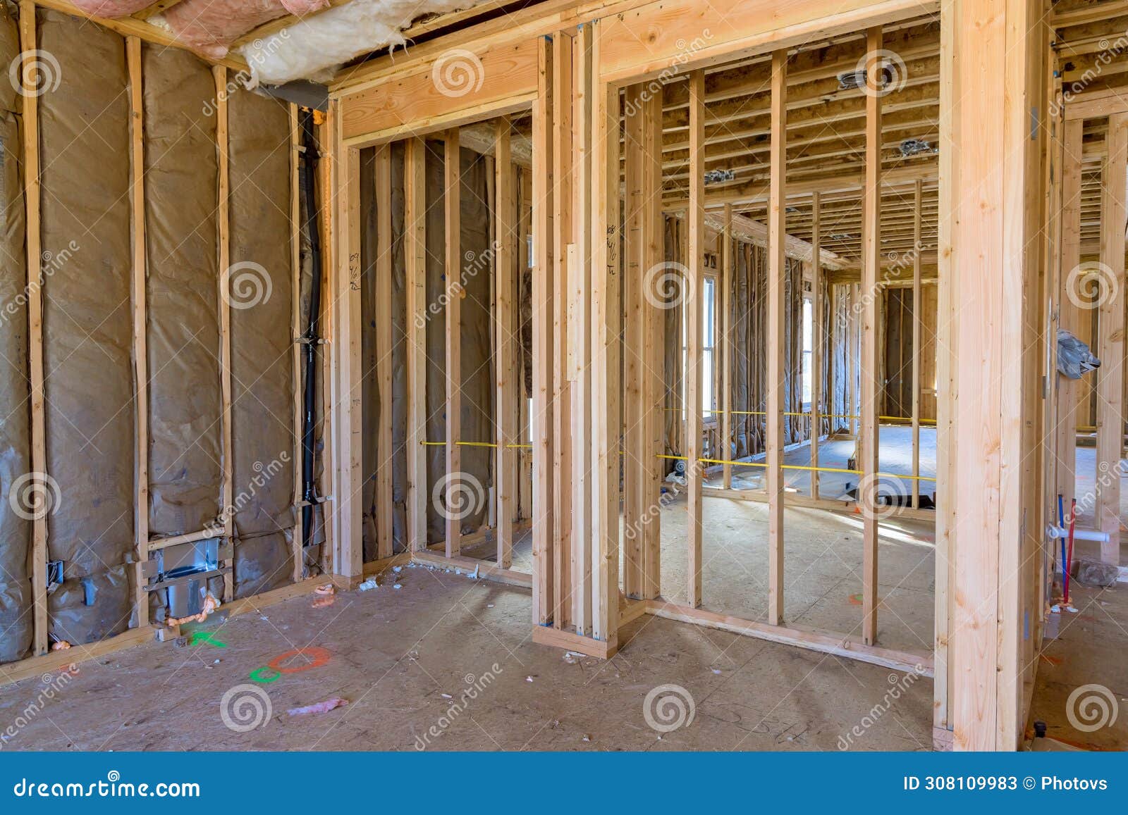 An Insulation Wall of a New Residential Building is Being Constructed ...