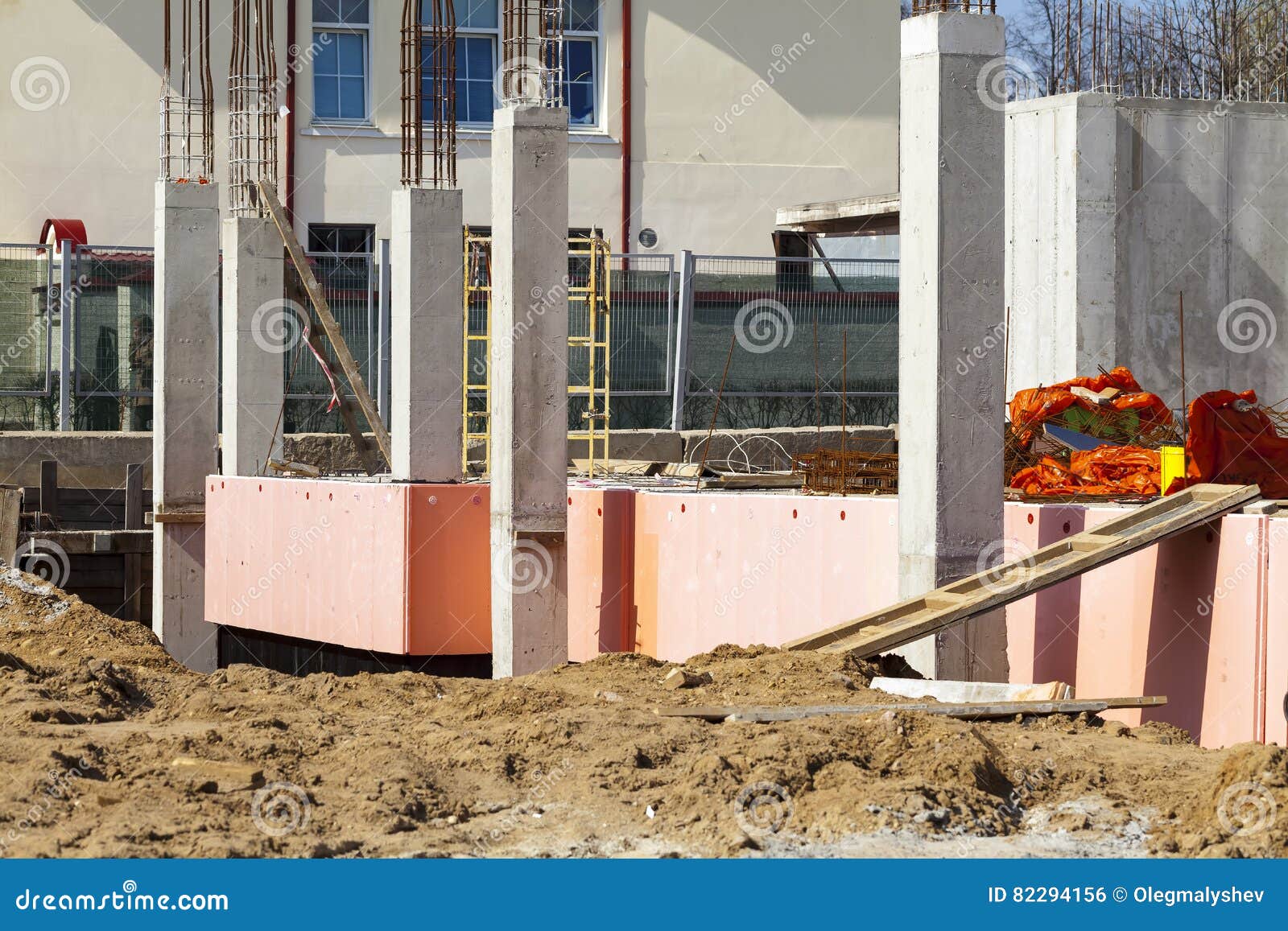 Insulation and Waterproofing of the Building Foundation Stock Photo ...