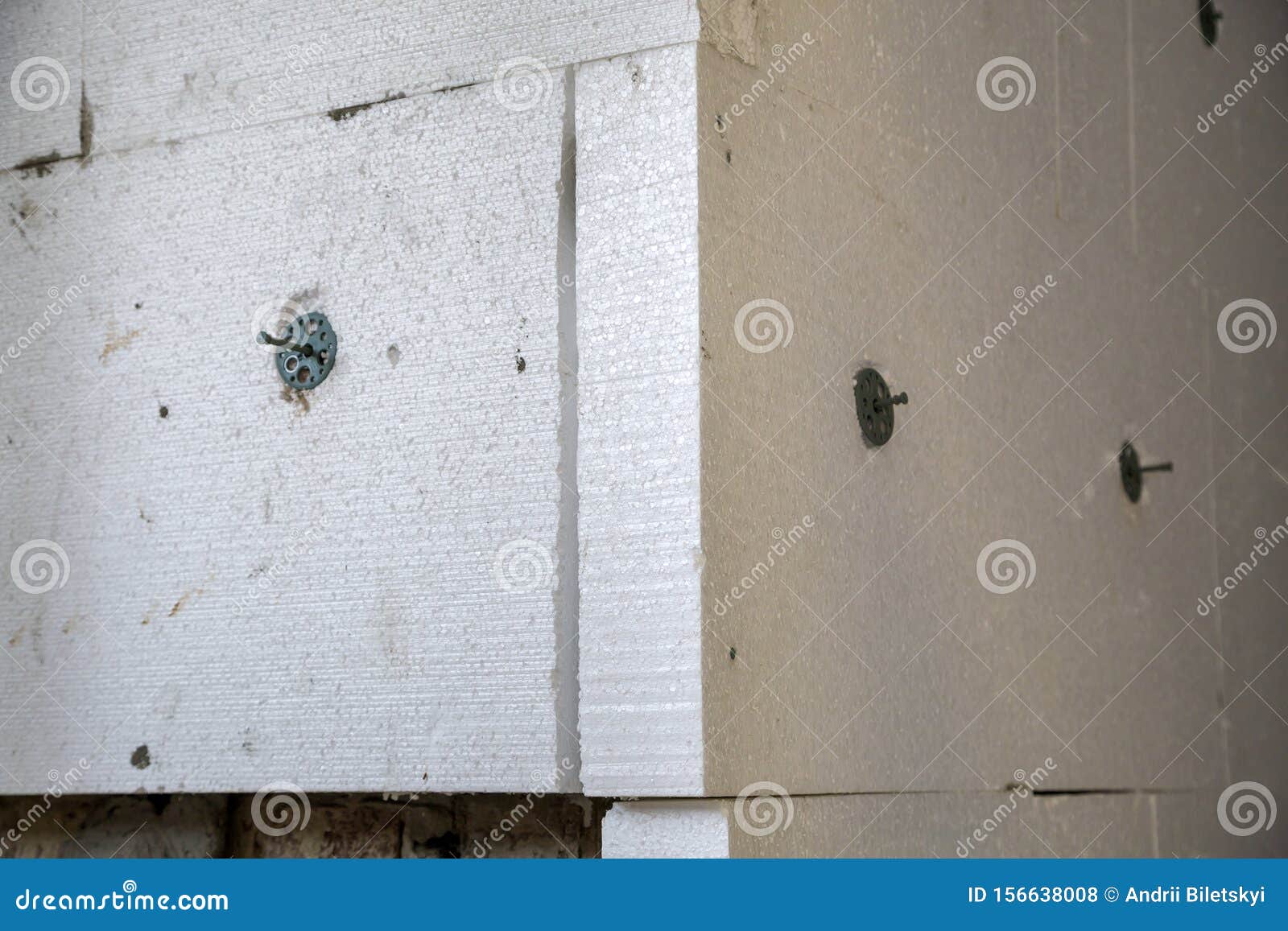 Insulation Work of House Walls with Styrofoam Sheets Stock Photo ...