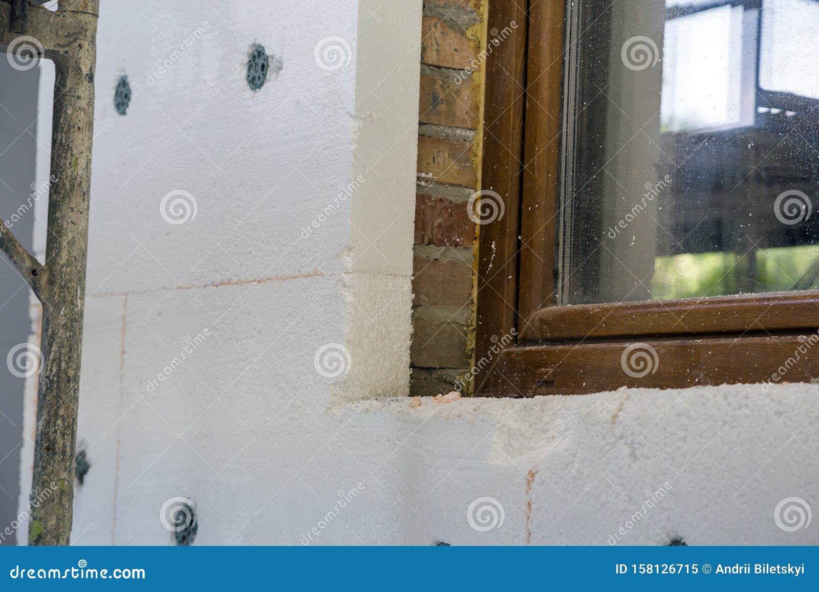 Insulation Work of House Walls with Styrofoam Sheets Stock Image ...