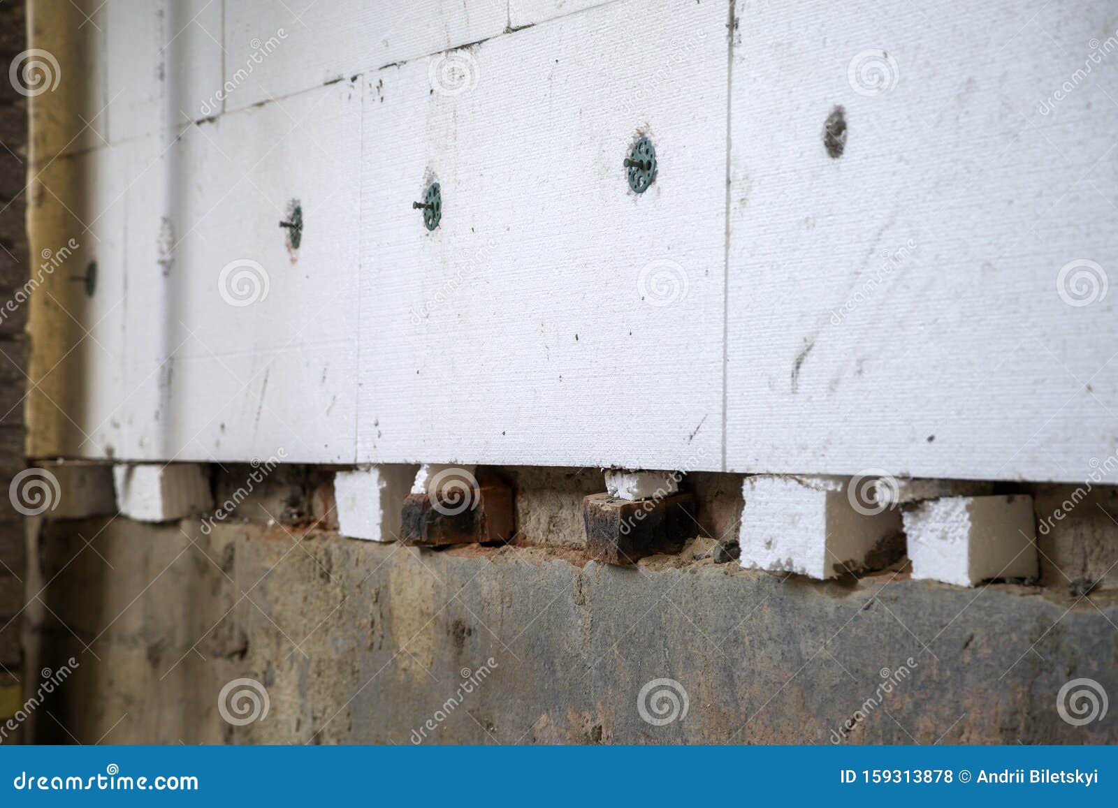Insulation Work of House Walls with Styrofoam Sheets Stock Photo ...
