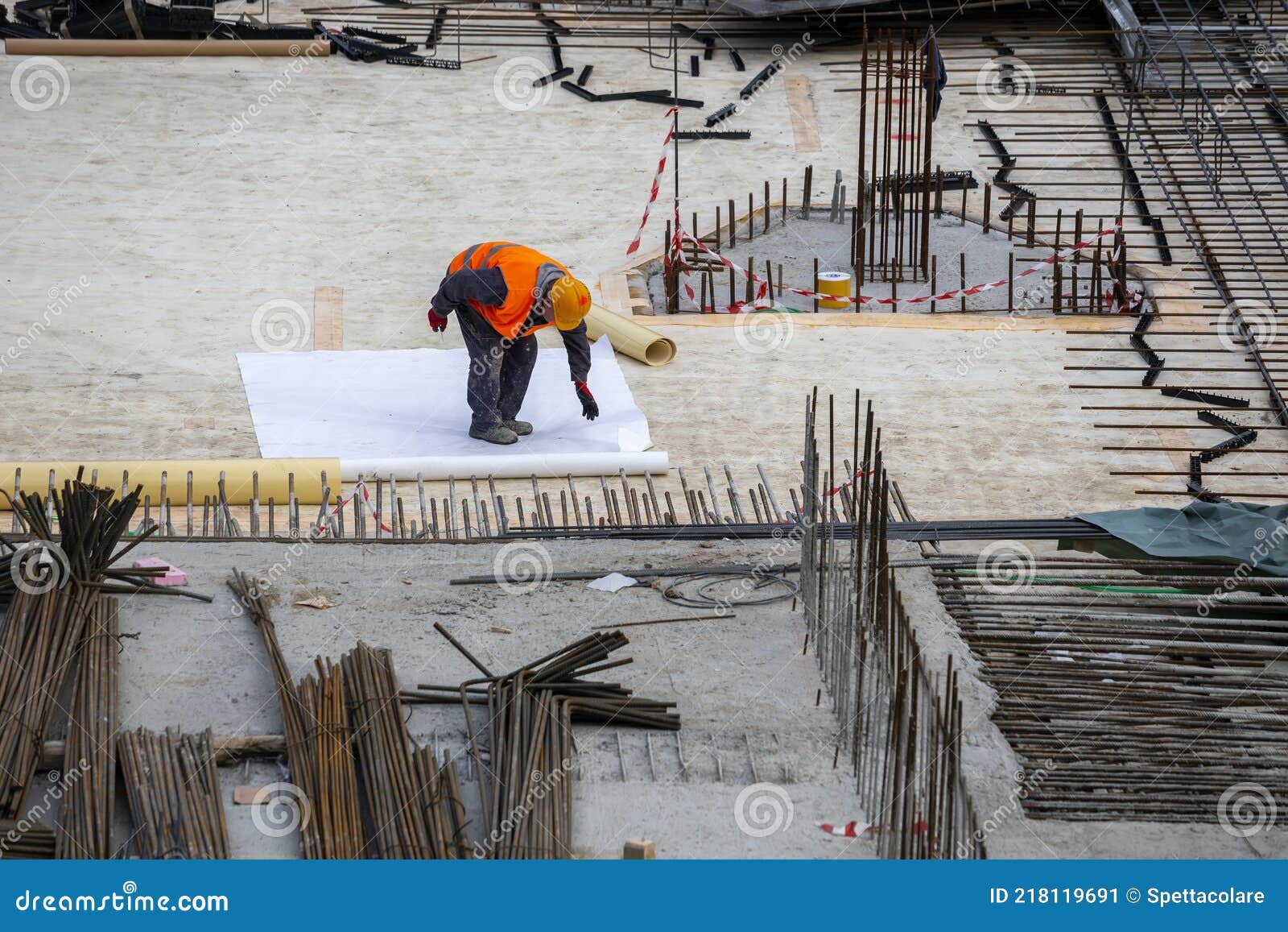 Insulation Worker Doing Professional Waterproofing Stock Image - Image ...